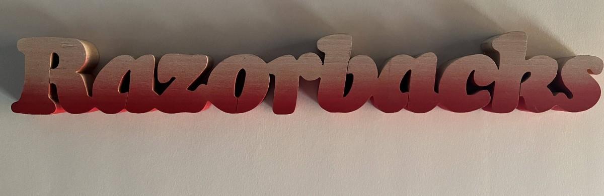 Arkansas Razorbacks wood block sign. 2x14 inches | EstateSales.org