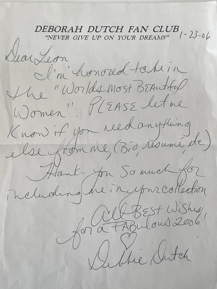 Actress Deborah Dutch signed note | EstateSales.org