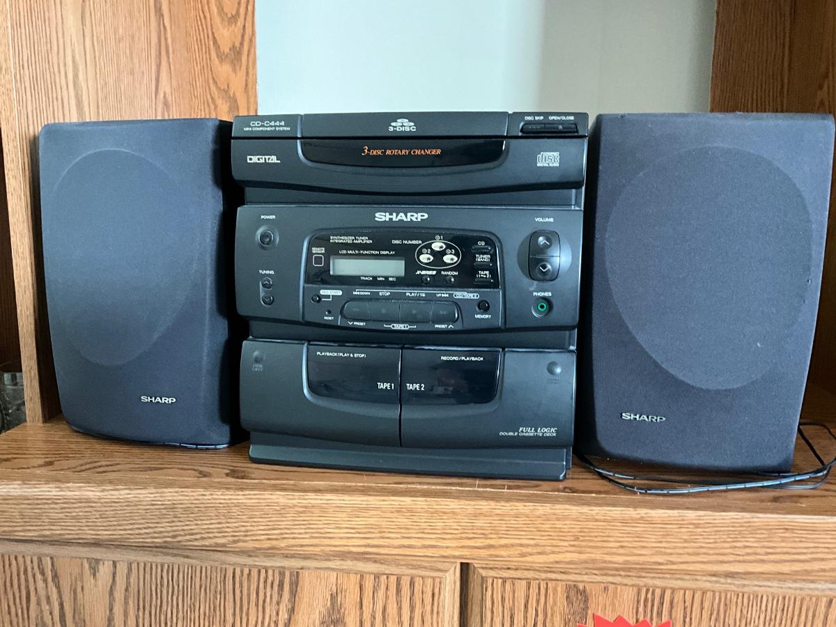 Sharp 3-CD Disc Player, Radio, Dual Cassette Player w/speakers ...