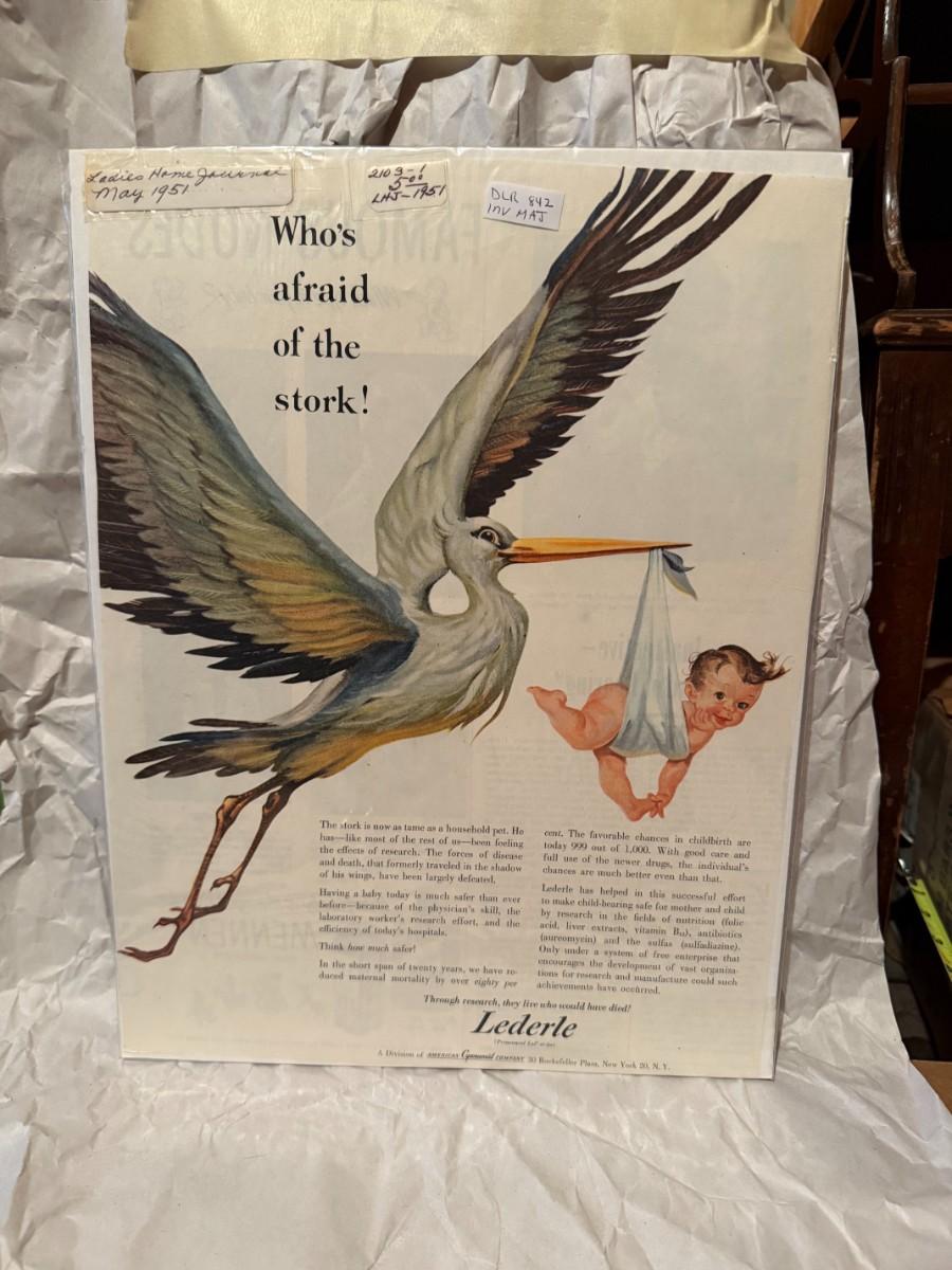 1951 Lederle Research Stork Deliver Baby Nutrition Vintage Print Ad ...