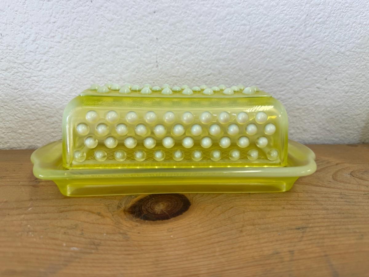 Rare Imperial Vaseline Opalescent Dewdrop Hobnail Butter Dish ...