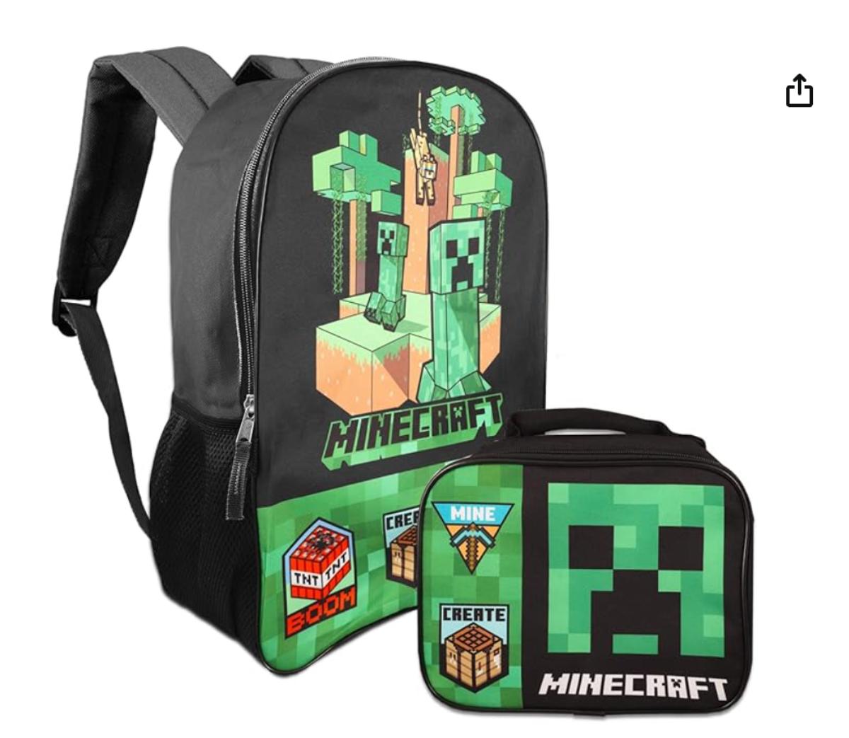 Minecraft Backpack and Lunch Bag Set for Boys, Kids - Bundle with 16 ...