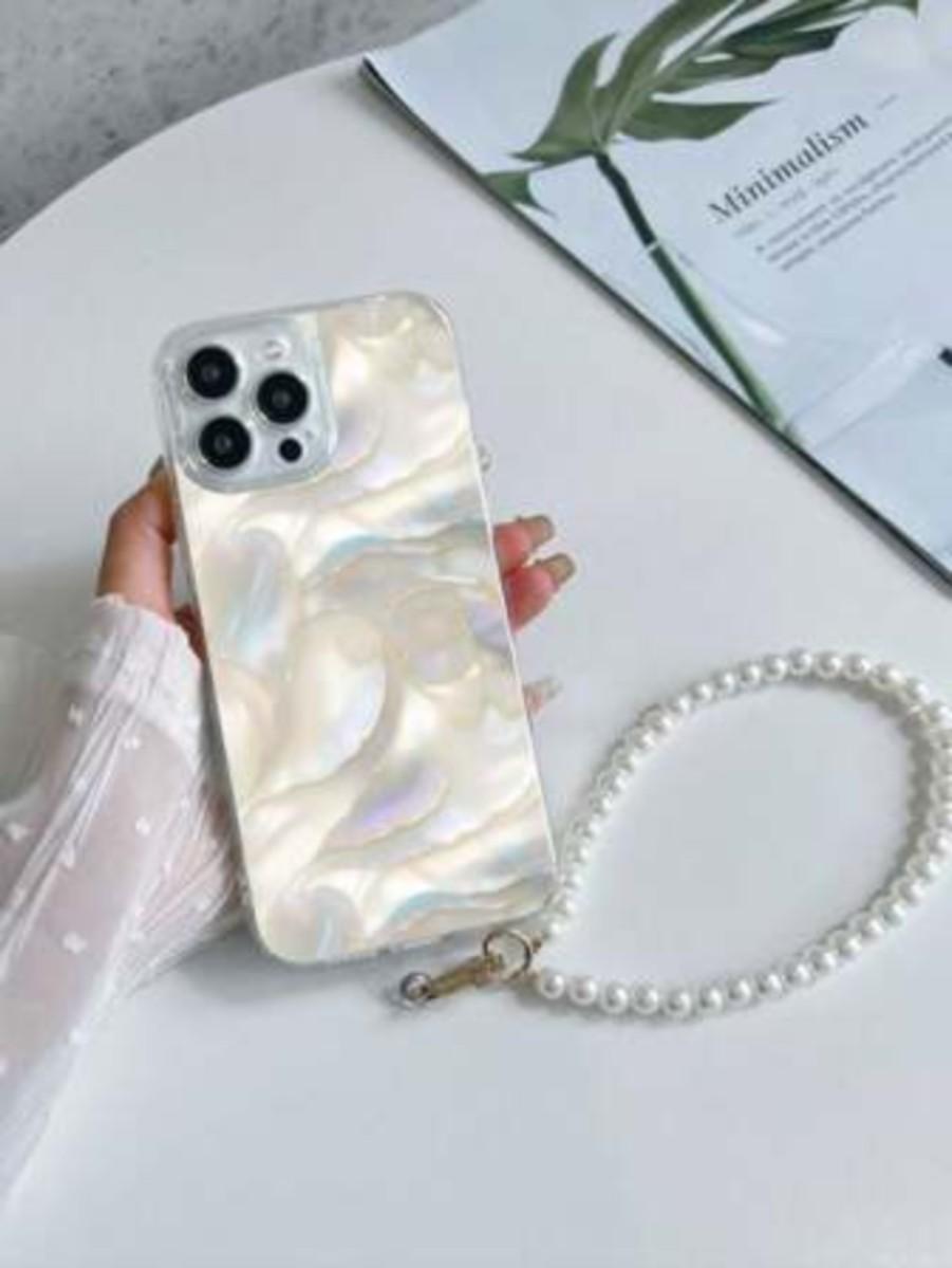 iPhone 13 Pro Mother of Pearl Marble Pattern Phone Case w/Pearl ...