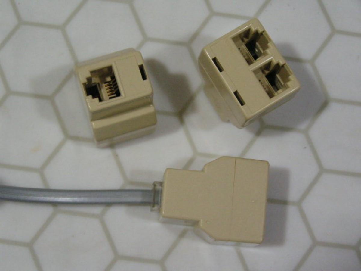 Lot of 3:: 2-way phone line splitters, goes from 1 to 2 or 2 to 1 line ...