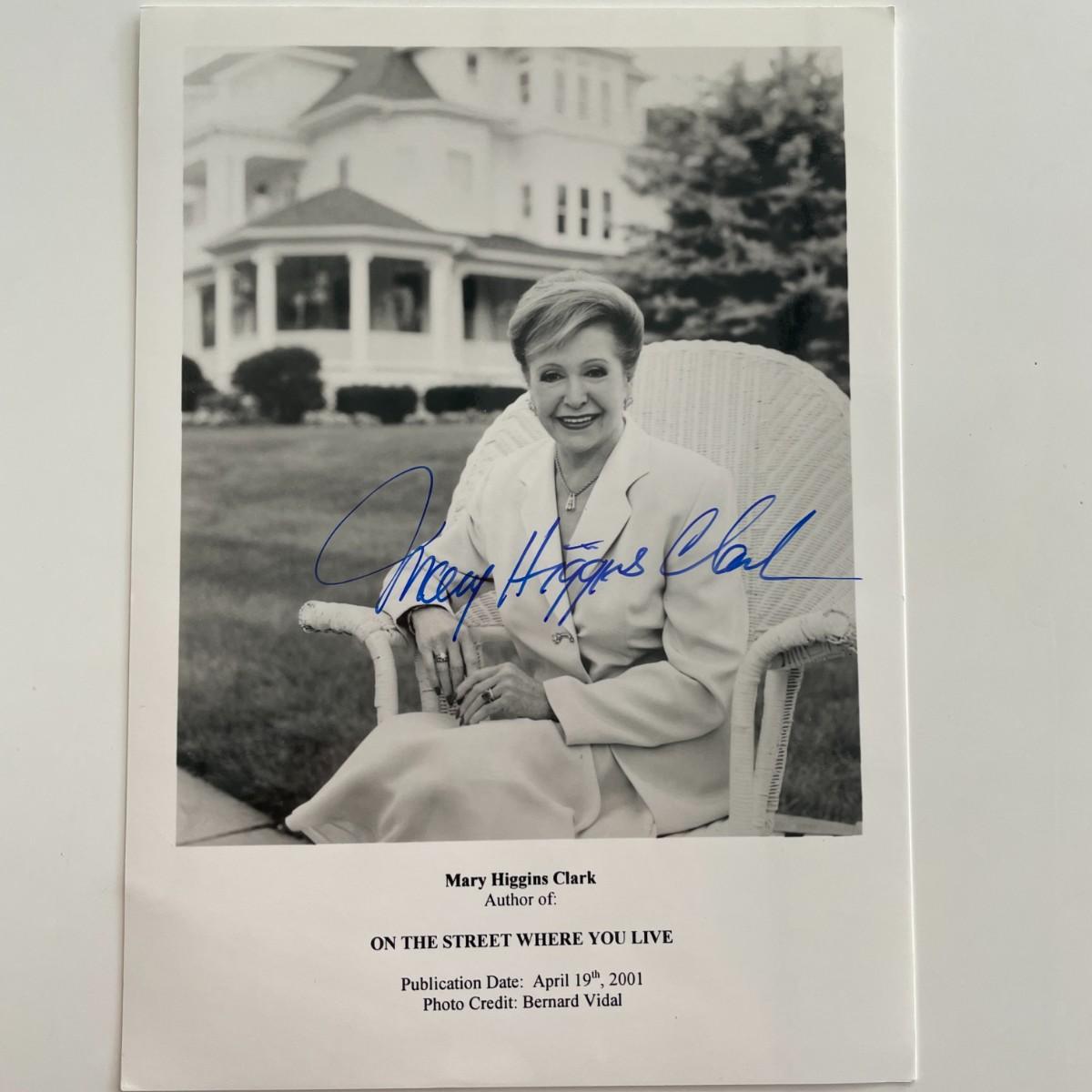 Author Mary Higgins Clark signed photo | EstateSales.org