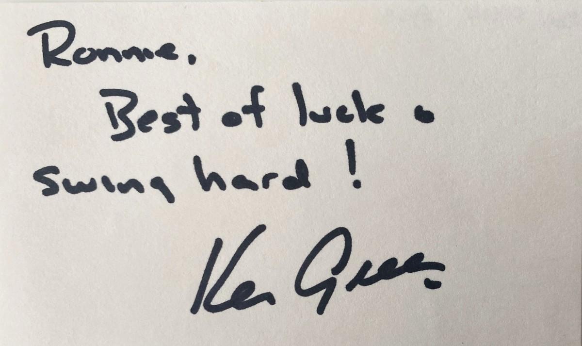 PGA champion Ken Green signed note | EstateSales.org