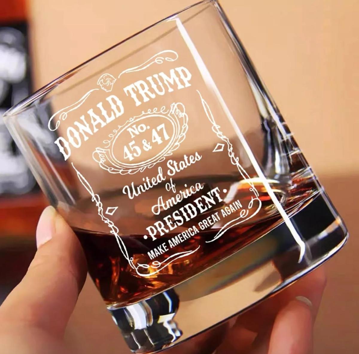 2025 Engraved Trump President No.45&47 Whiskey Glass Make America Great ...