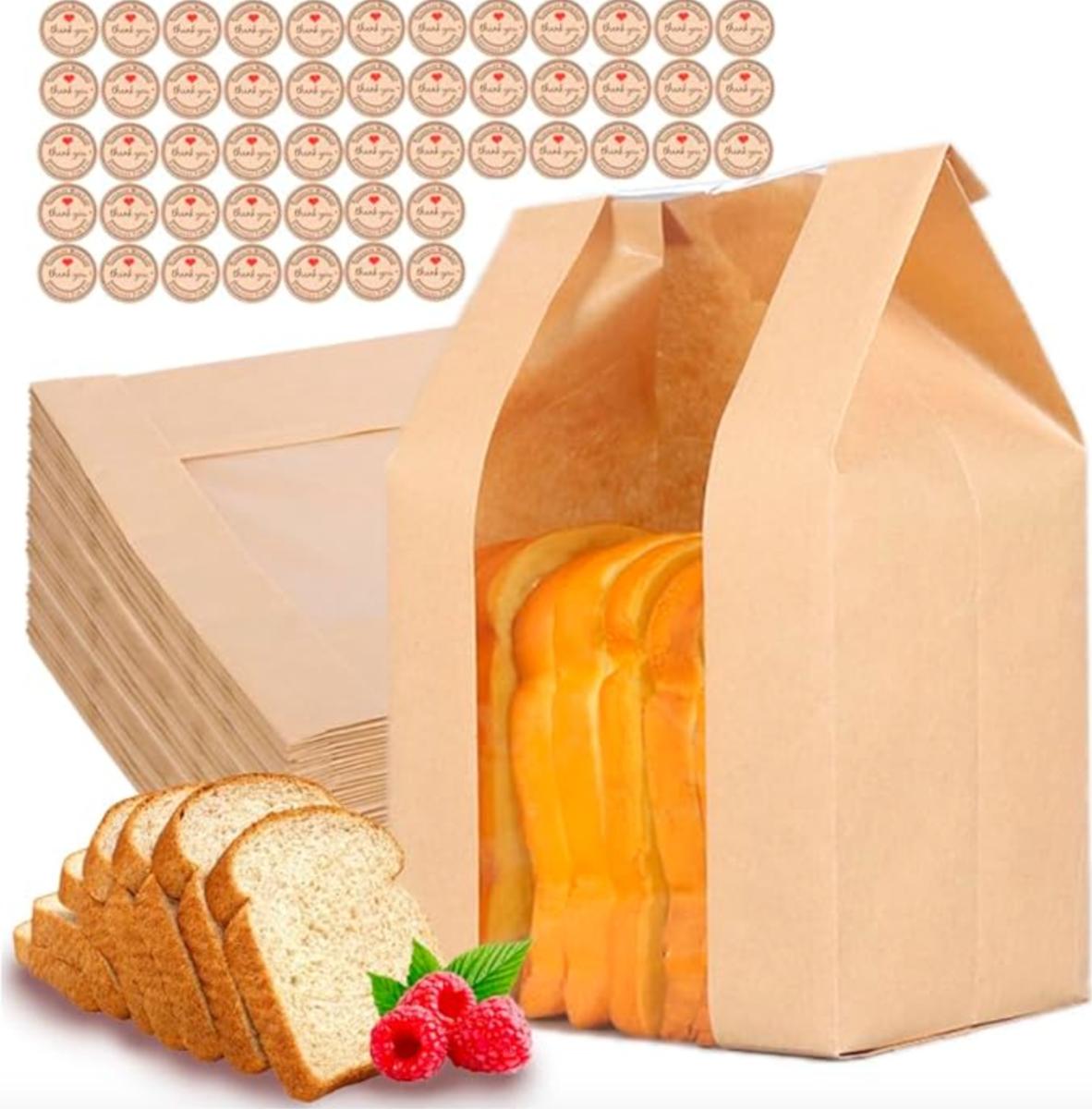50 Pack Paper Bread Bags For Homemade Bread, Large Brown Paper ...