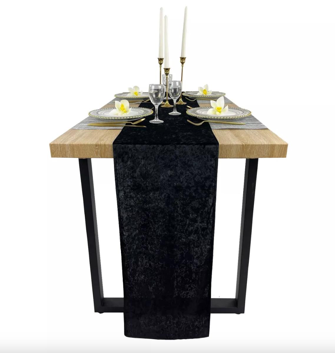 Luxurious Black Crushed Velvet Table Runner Wedding Reception ...