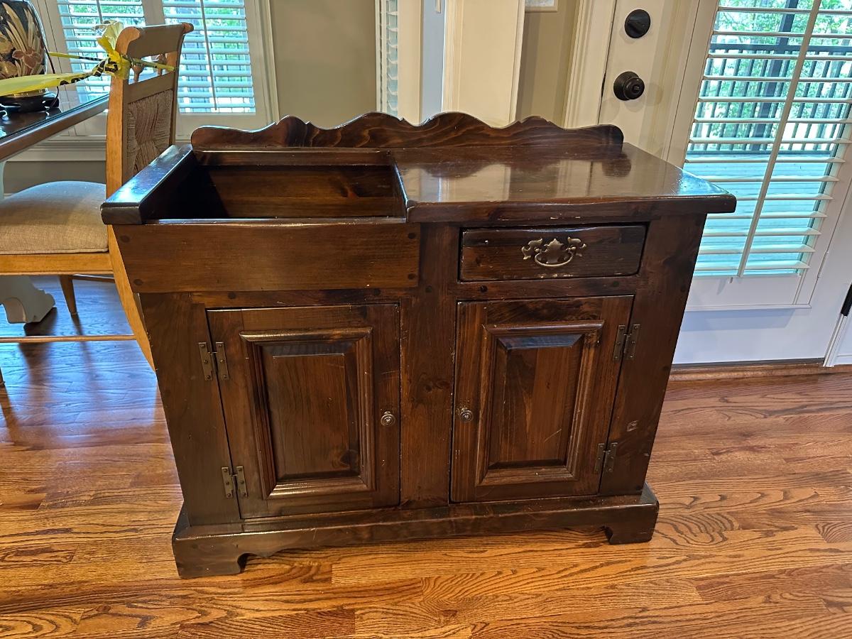 Vintage Solid Wood Dry Sink with Copper Bin | EstateSales.org