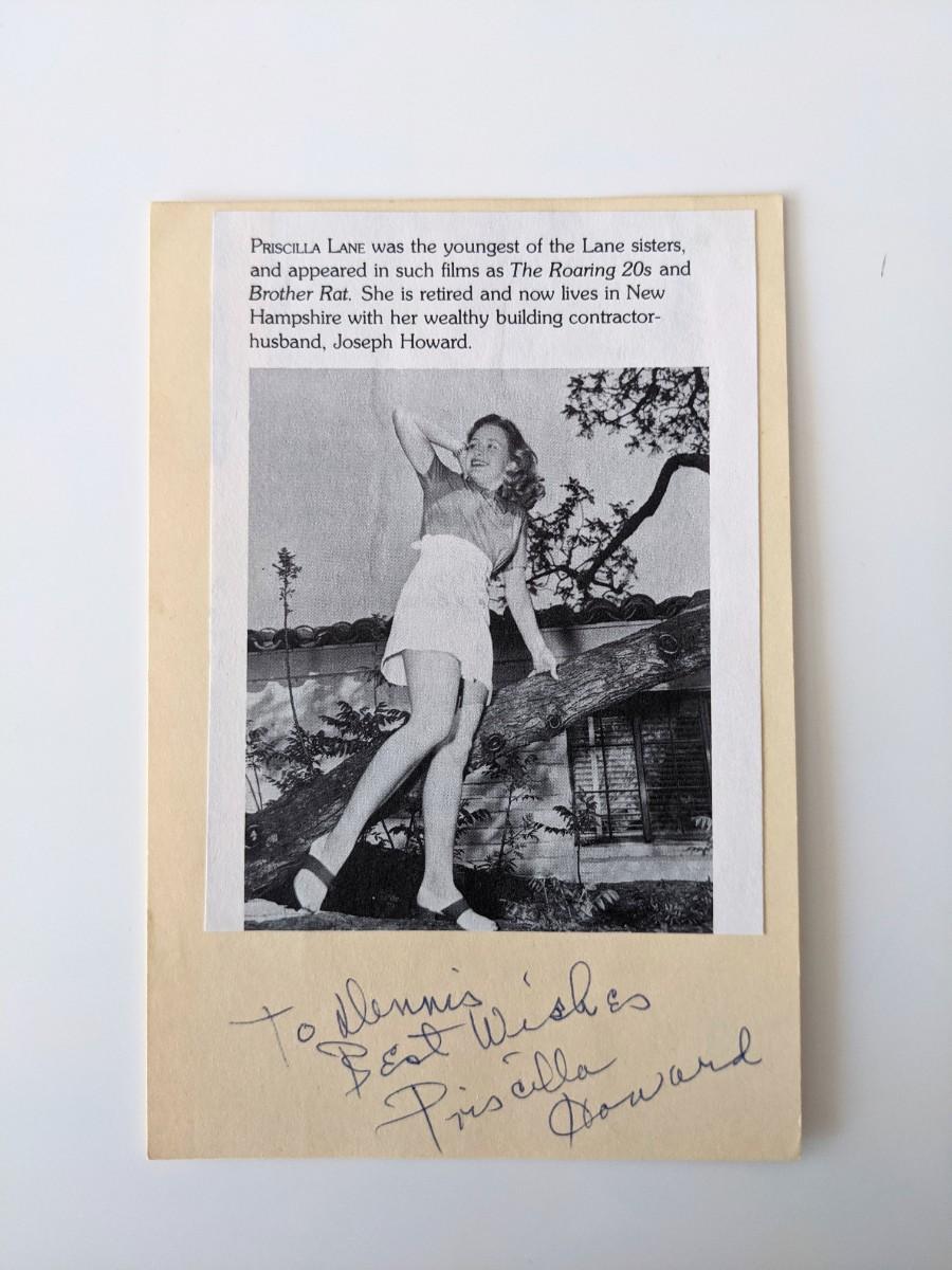 Priscilla Lane Howard signed photo card | EstateSales.org