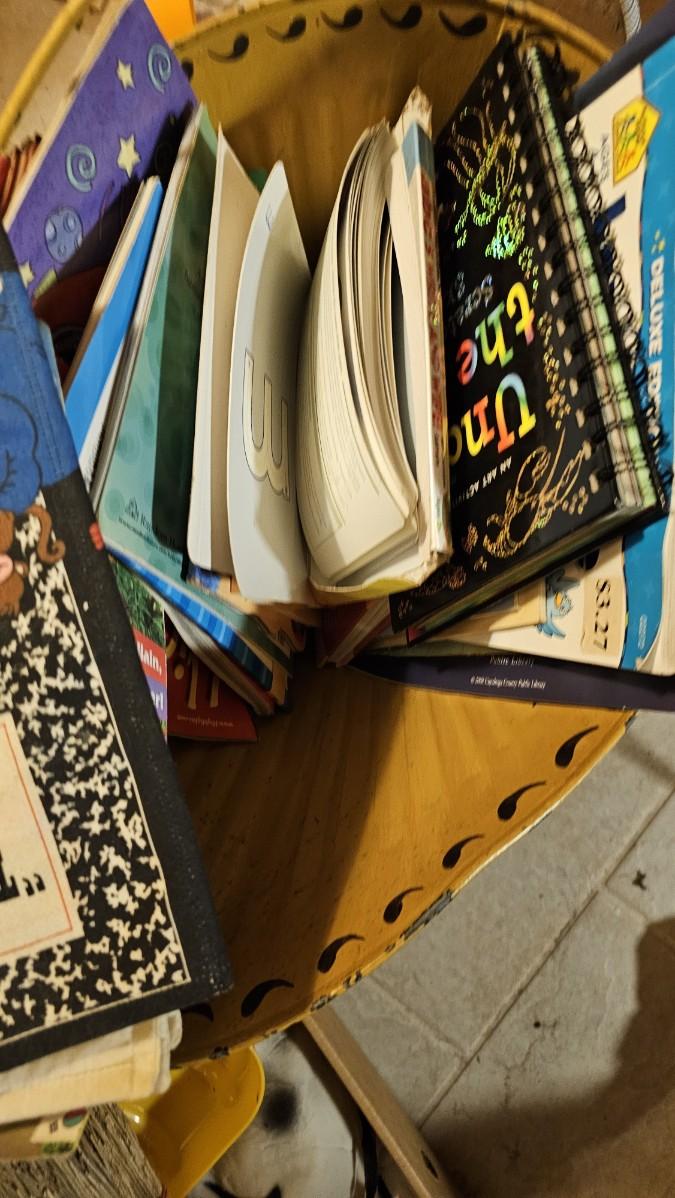 Old Buckett full of kids books | EstateSales.org