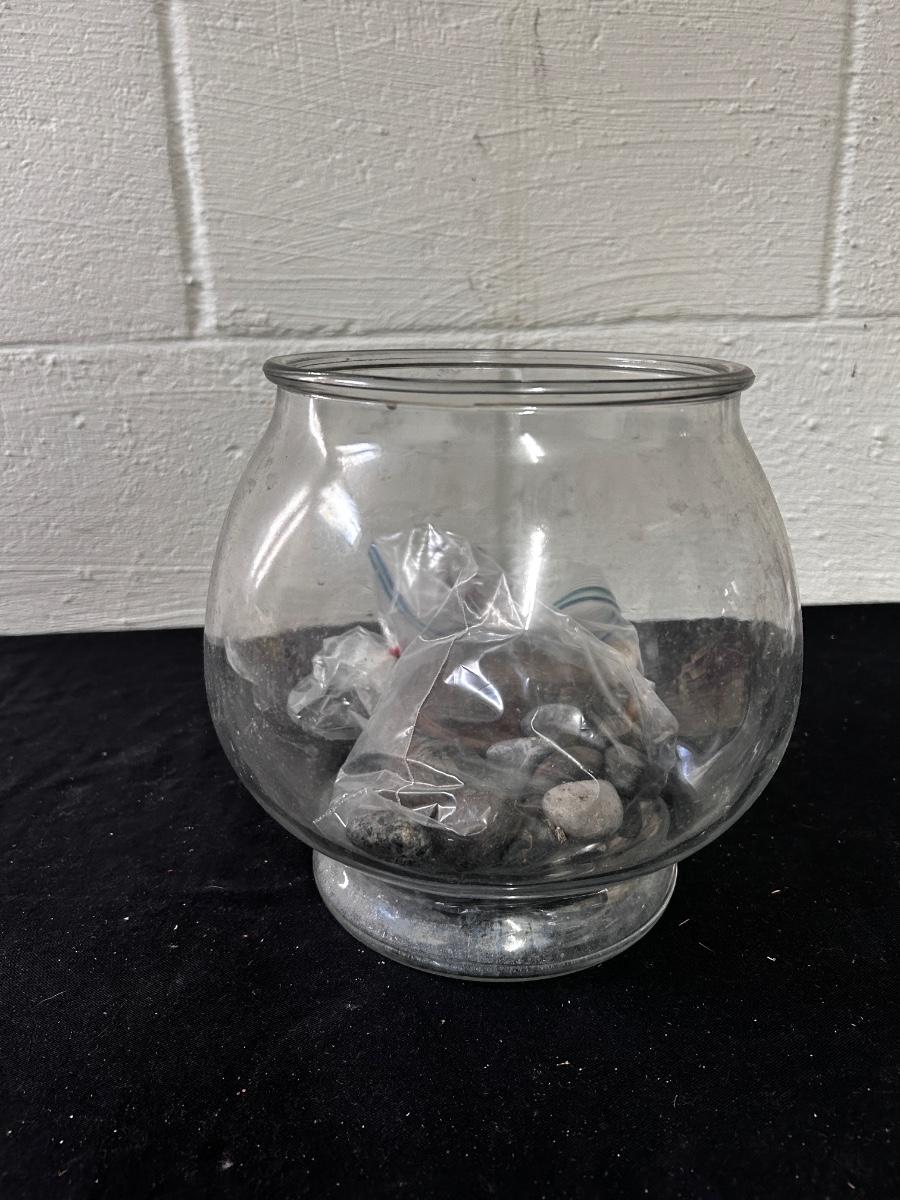Fishbowl / terrarium with rocks | EstateSales.org