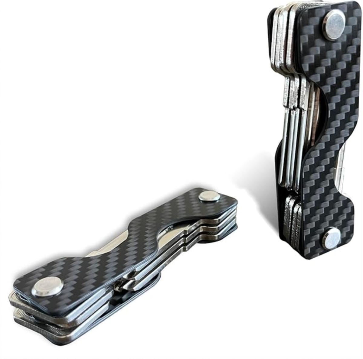 2-Pack Carbon Fiber Compact Key Holder, Pocket Key Chain Organizer (4 ...