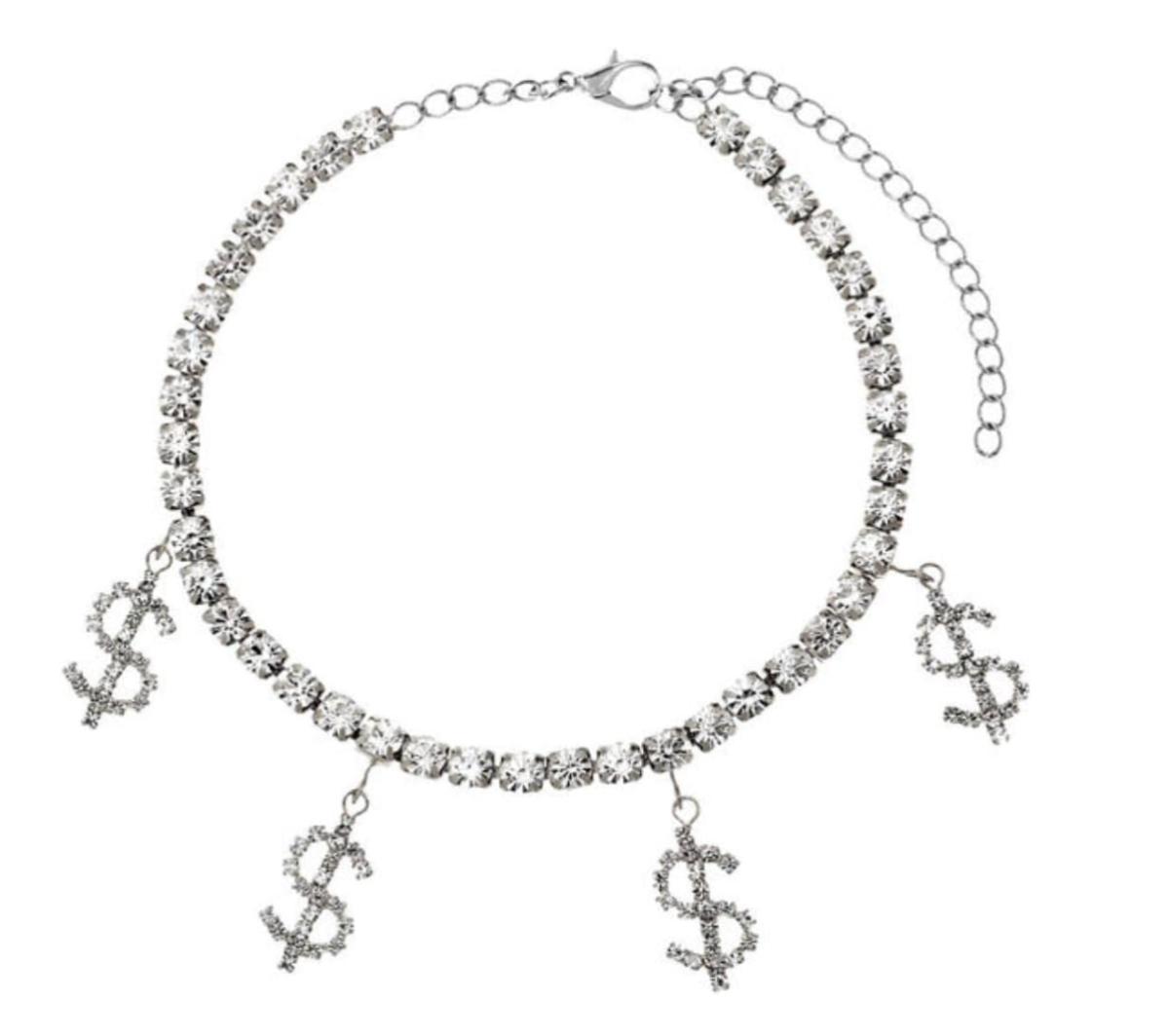 Shiny Crystal Big Dollar Sign Bracelet Anklet Jewelry Tennis Chain for ...