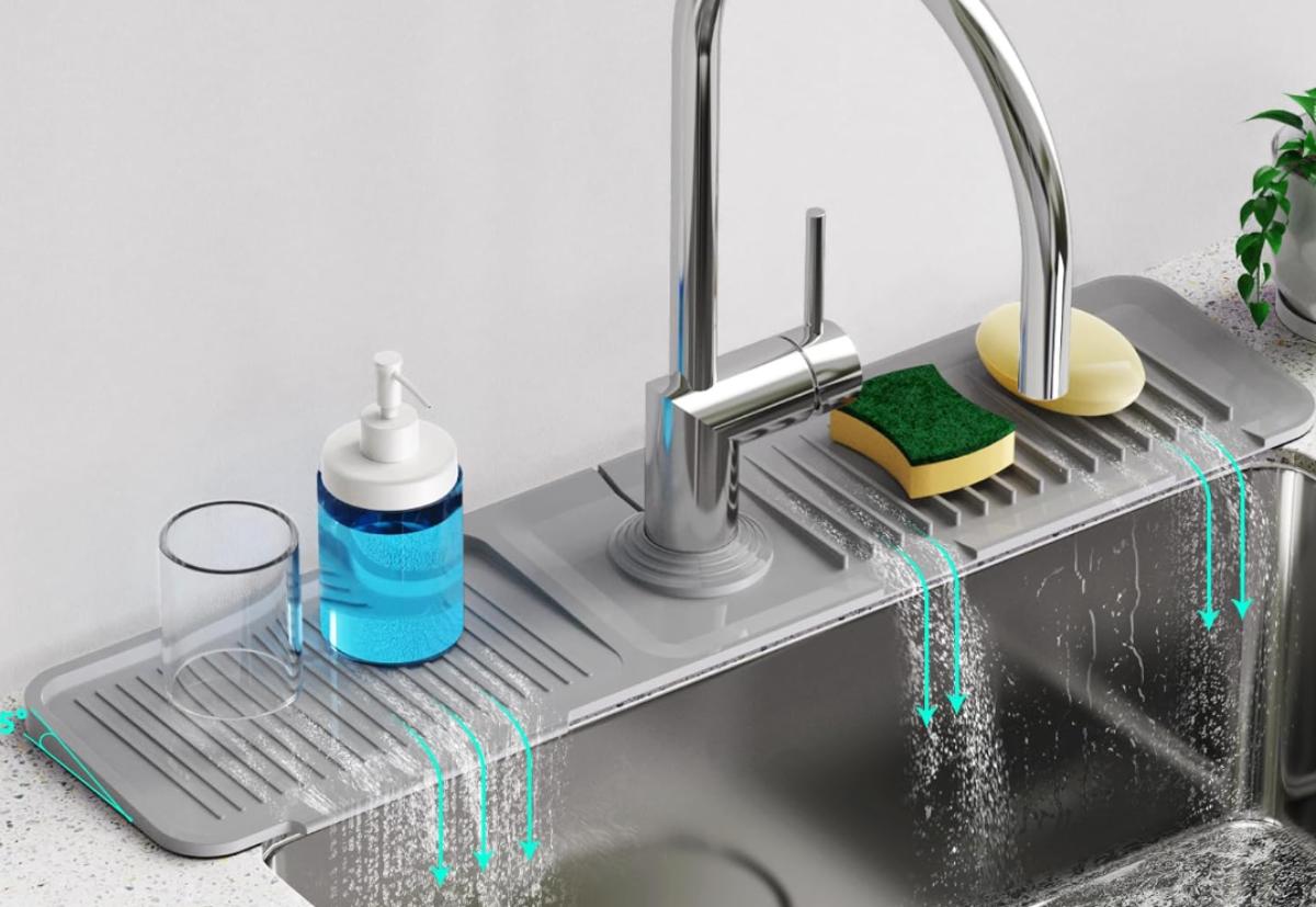 Faucet Mat for Kitchen Sink - Bathroom Kitchen Sink Splash Guard ...