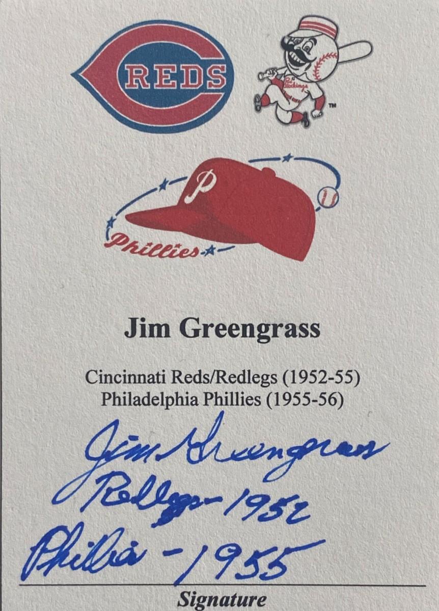 Jim Greengrass signed autograph card | EstateSales.org