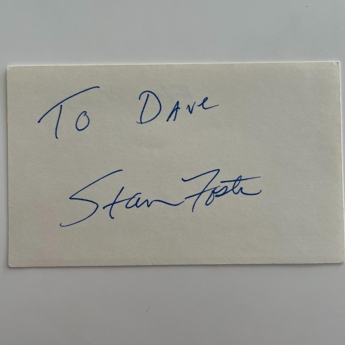Stan Foster signature cut | EstateSales.org