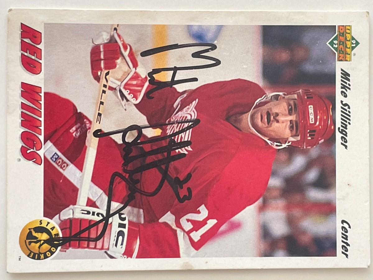 Detroit Red Wings Mike Sillinger 91-92 Upper Deck #457 signed trading ...