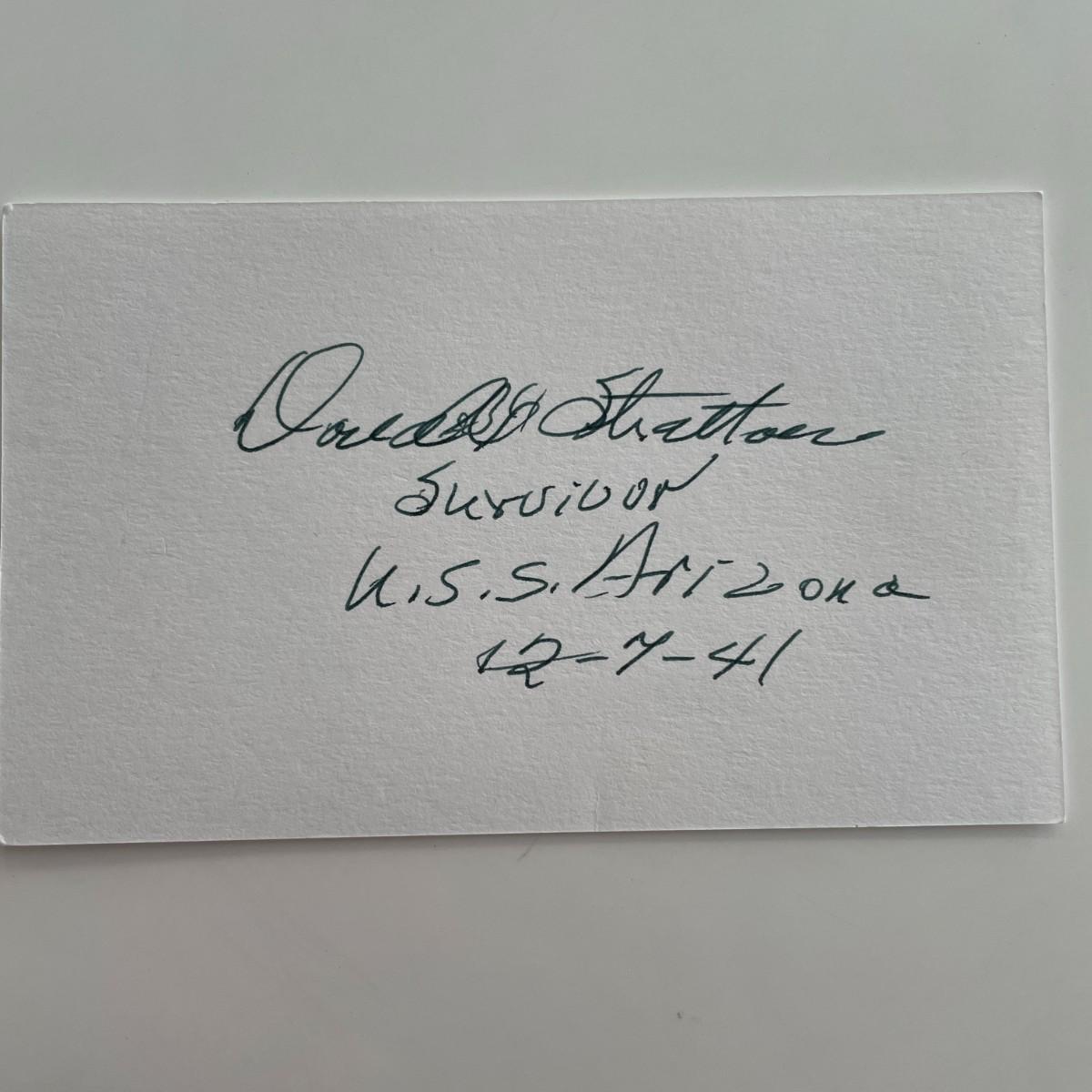 WW2 Donald Stratton original signature | EstateSales.org