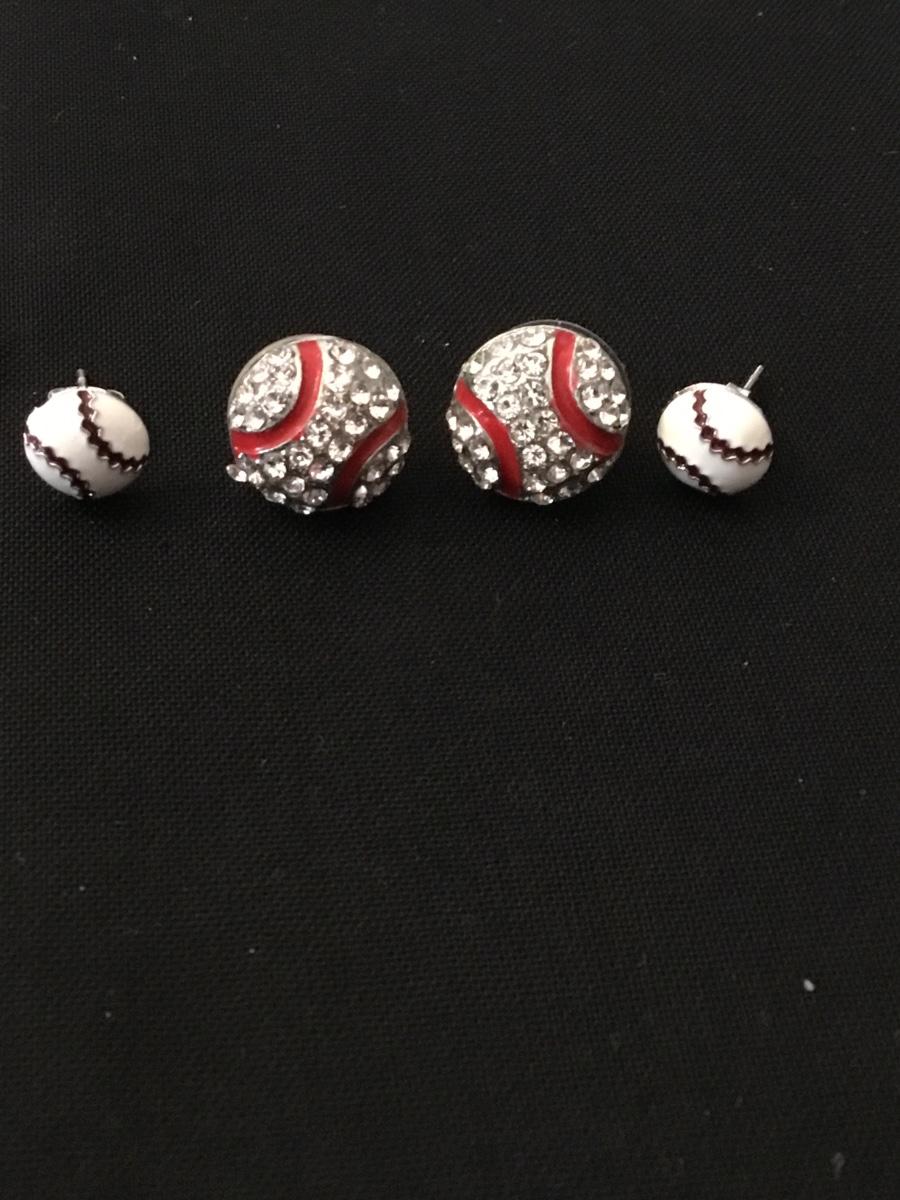 Rhinestone baseball stud, earings | EstateSales.org