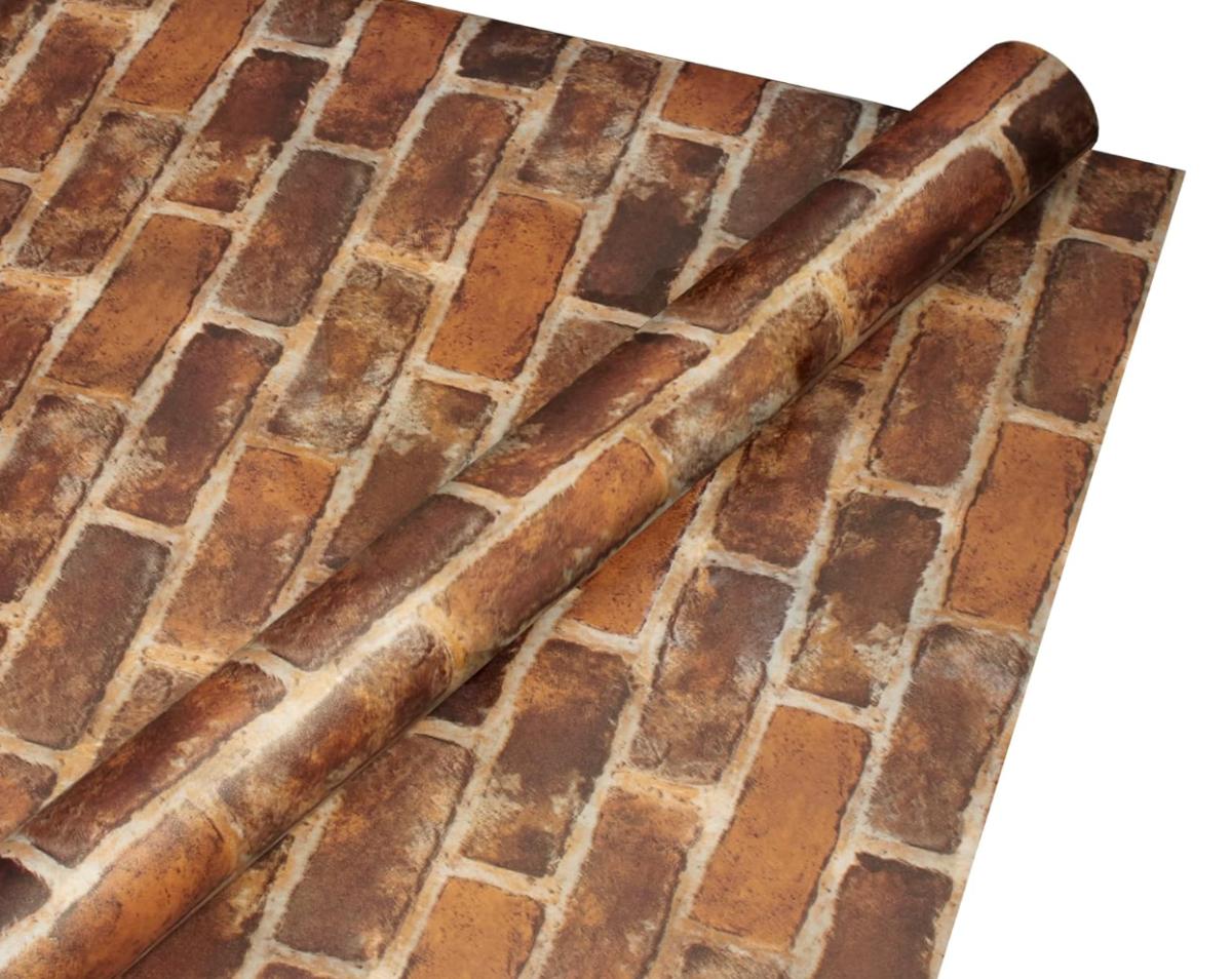 Tan Brick Faux Finish Matte Self-Adhesive Architectural Vinyl Roll - 17 ...