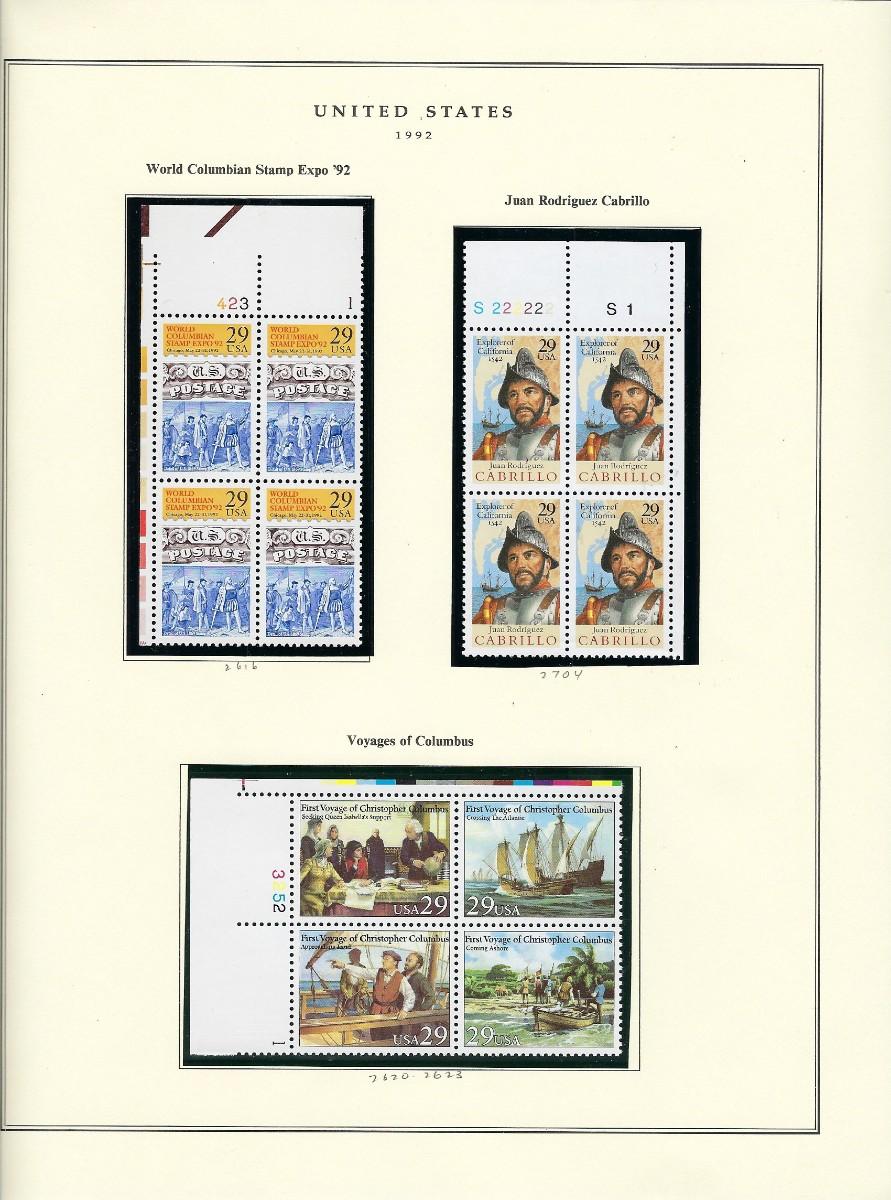 1992 US stamp collector sheet | EstateSales.org