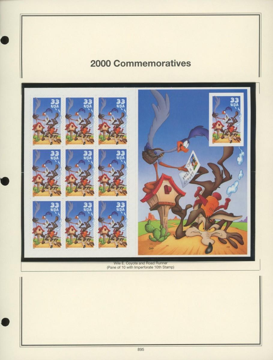 2000 Commemoratives: Wile E. Coyote and Road Runner Stamp Sheet ...