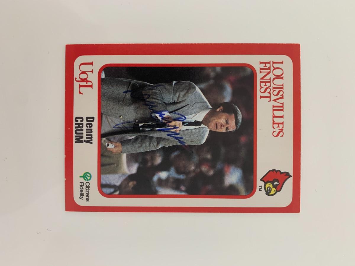 Denny Crum signed basketball card | EstateSales.org