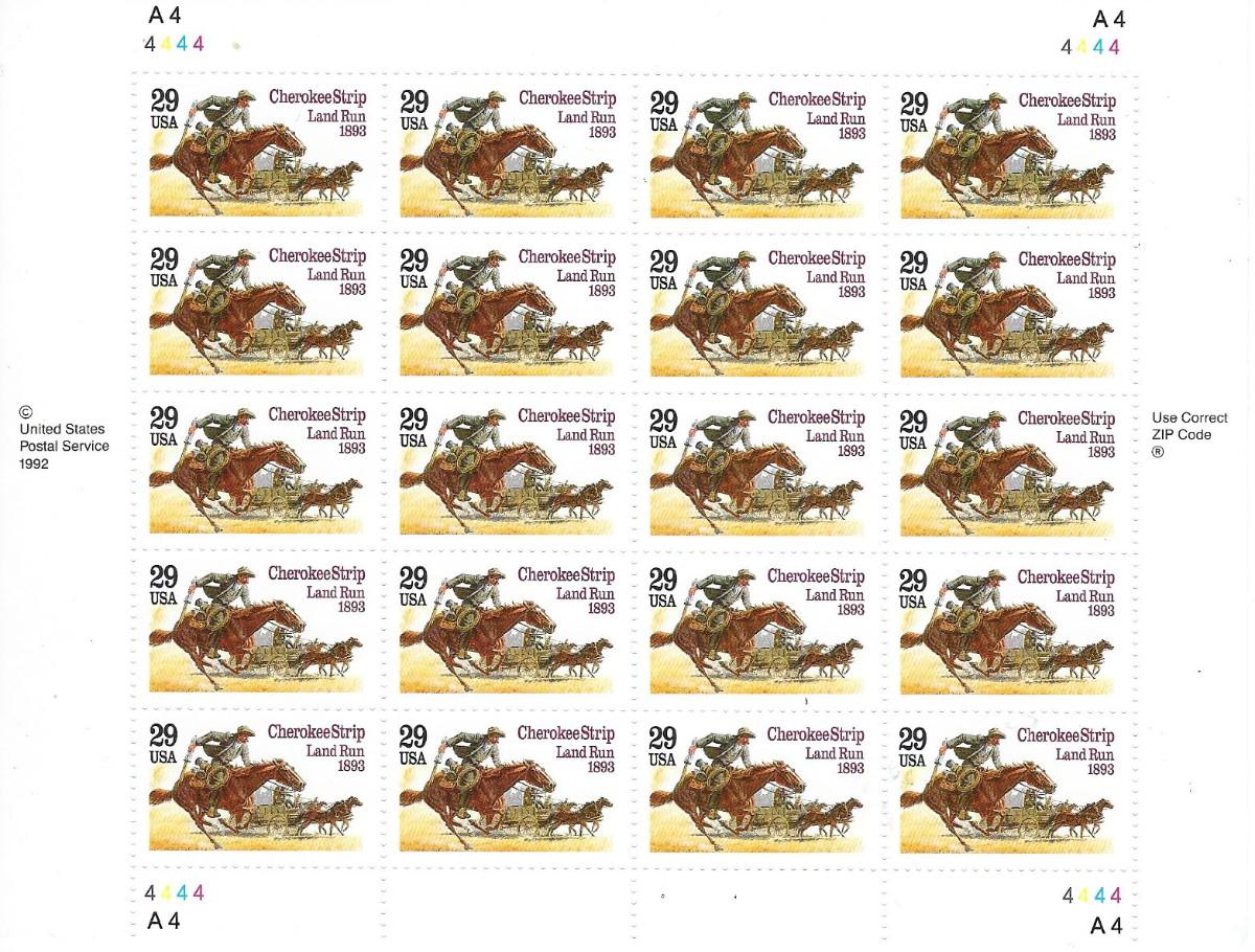 1983 Cherokee Strip Land Run stamp sheet | EstateSales.org