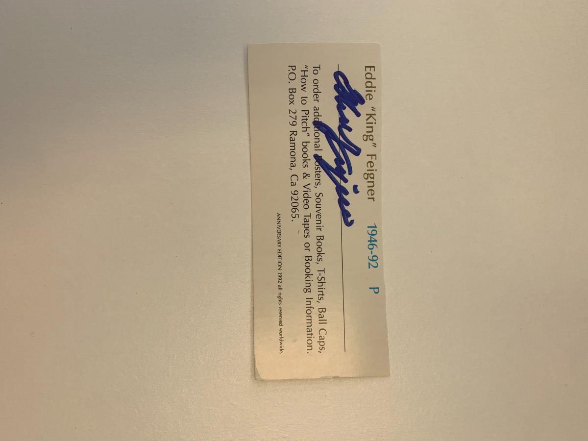 Softball Player Eddie Feigner original signature | EstateSales.org