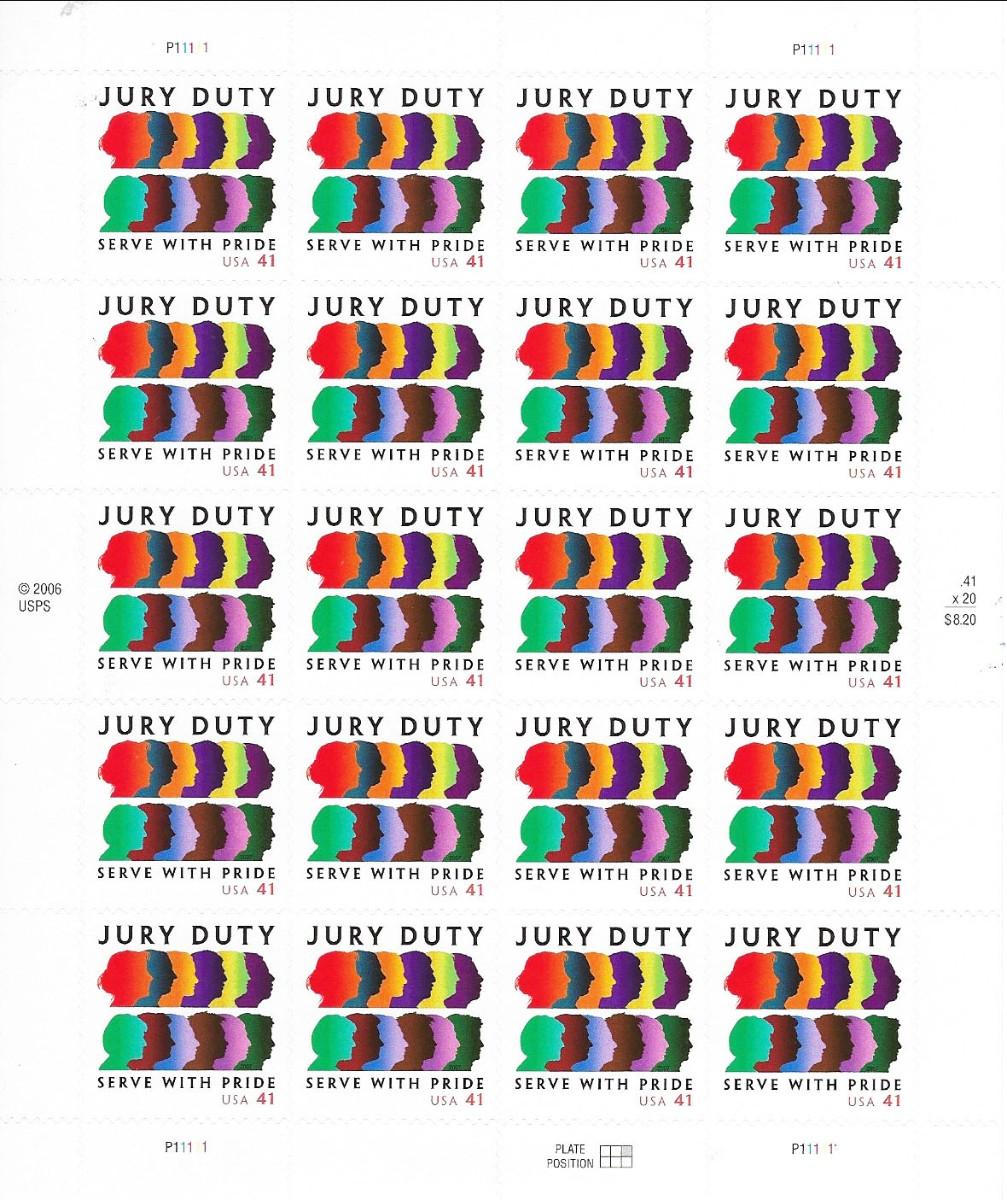 Jury Duty USA Stamp Sheet | EstateSales.org