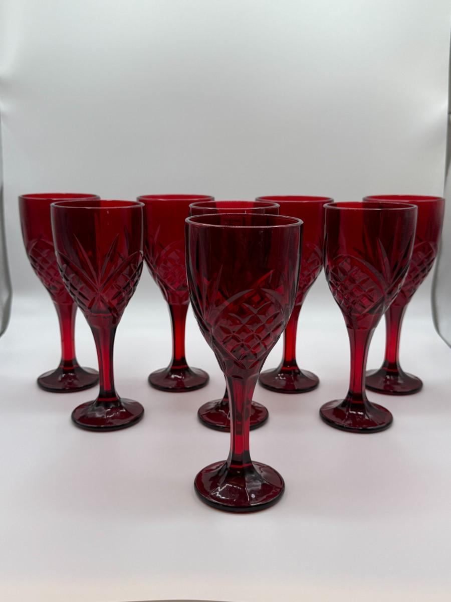 Red Crystal Goblets from Godinger's "Dublin" Collection- set of 8 ...