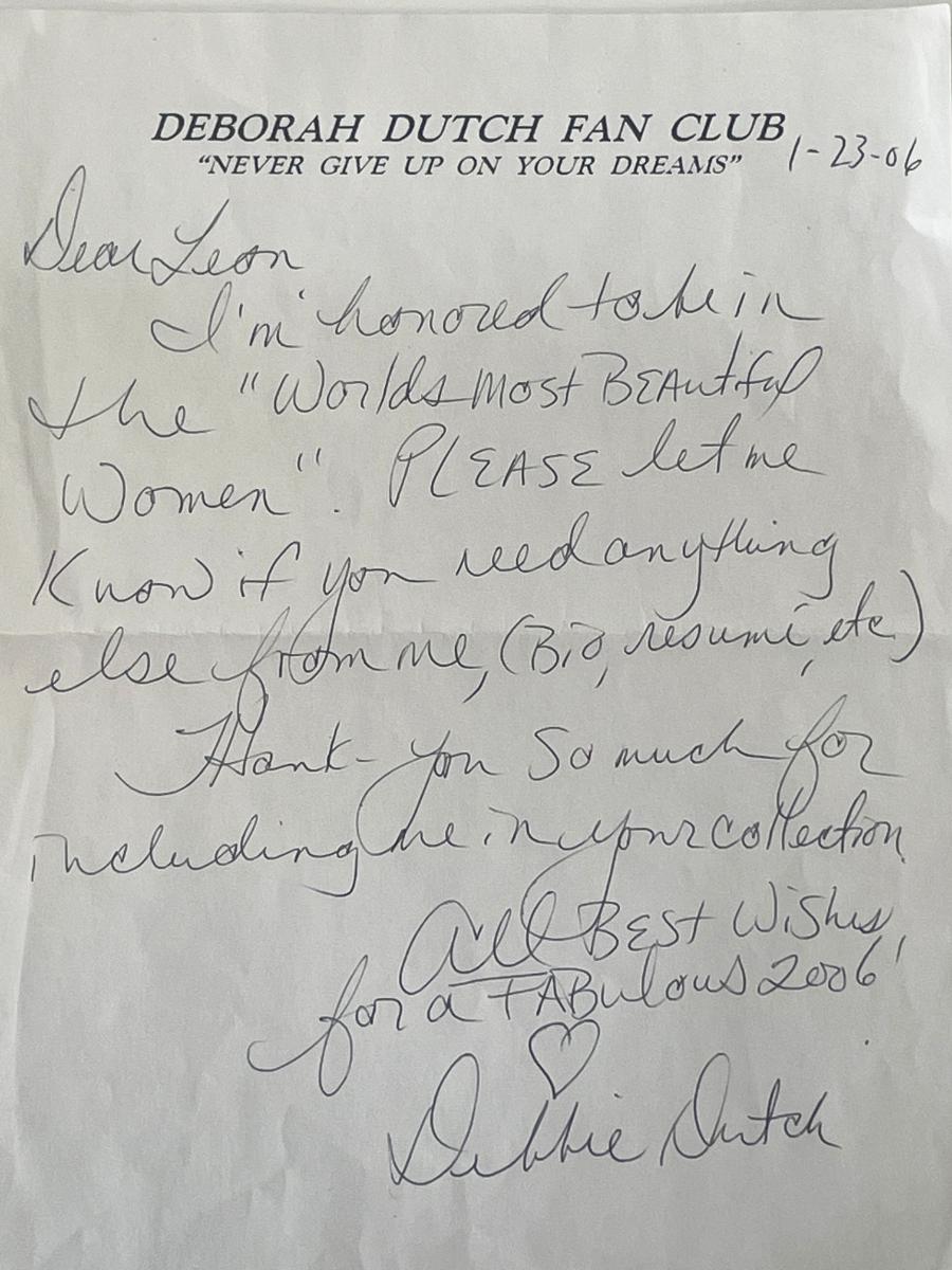 Actress Deborah Dutch signed note | EstateSales.org