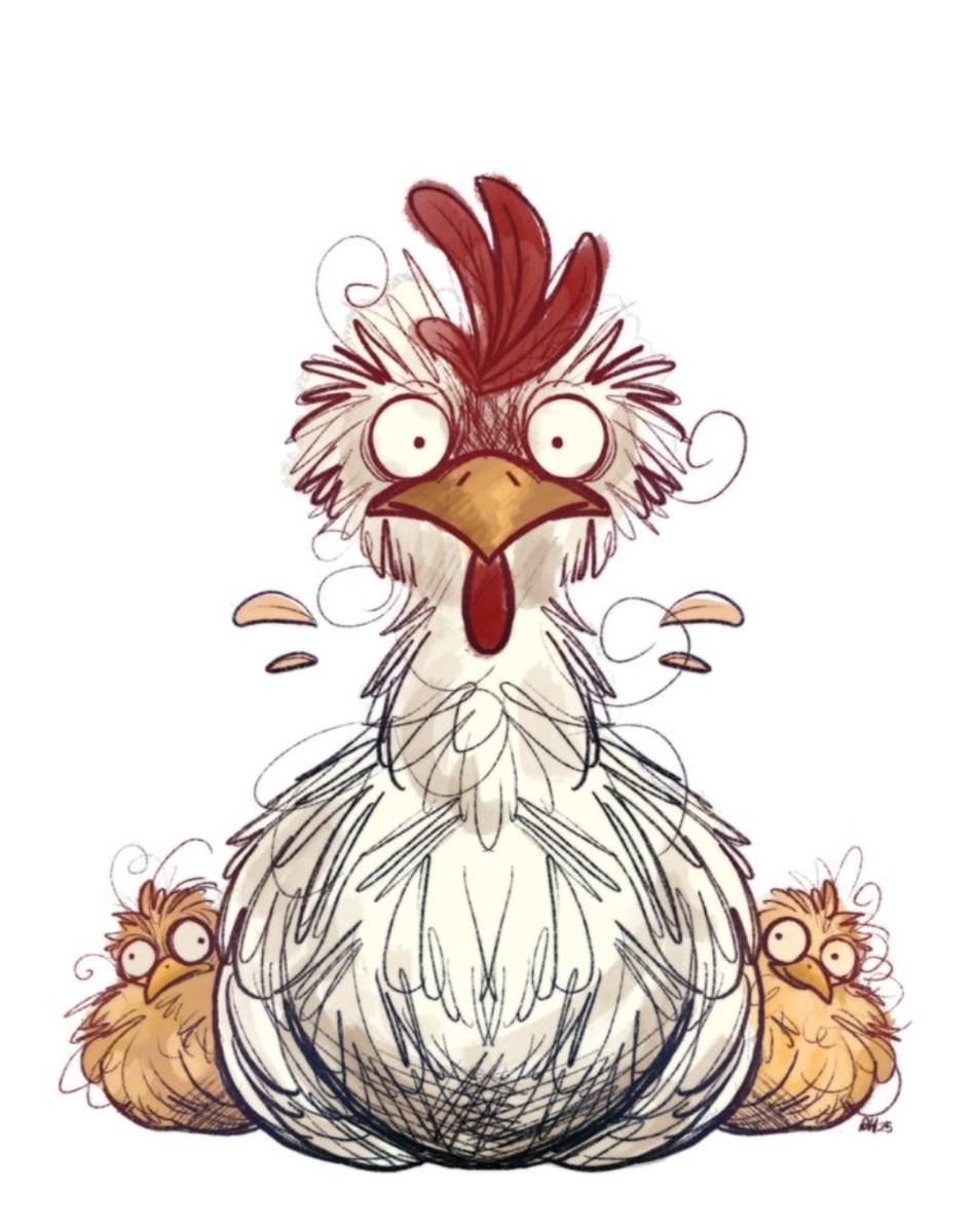 Frazzled Chickens - DAT - 8x10 Matte Print | EstateSales.org
