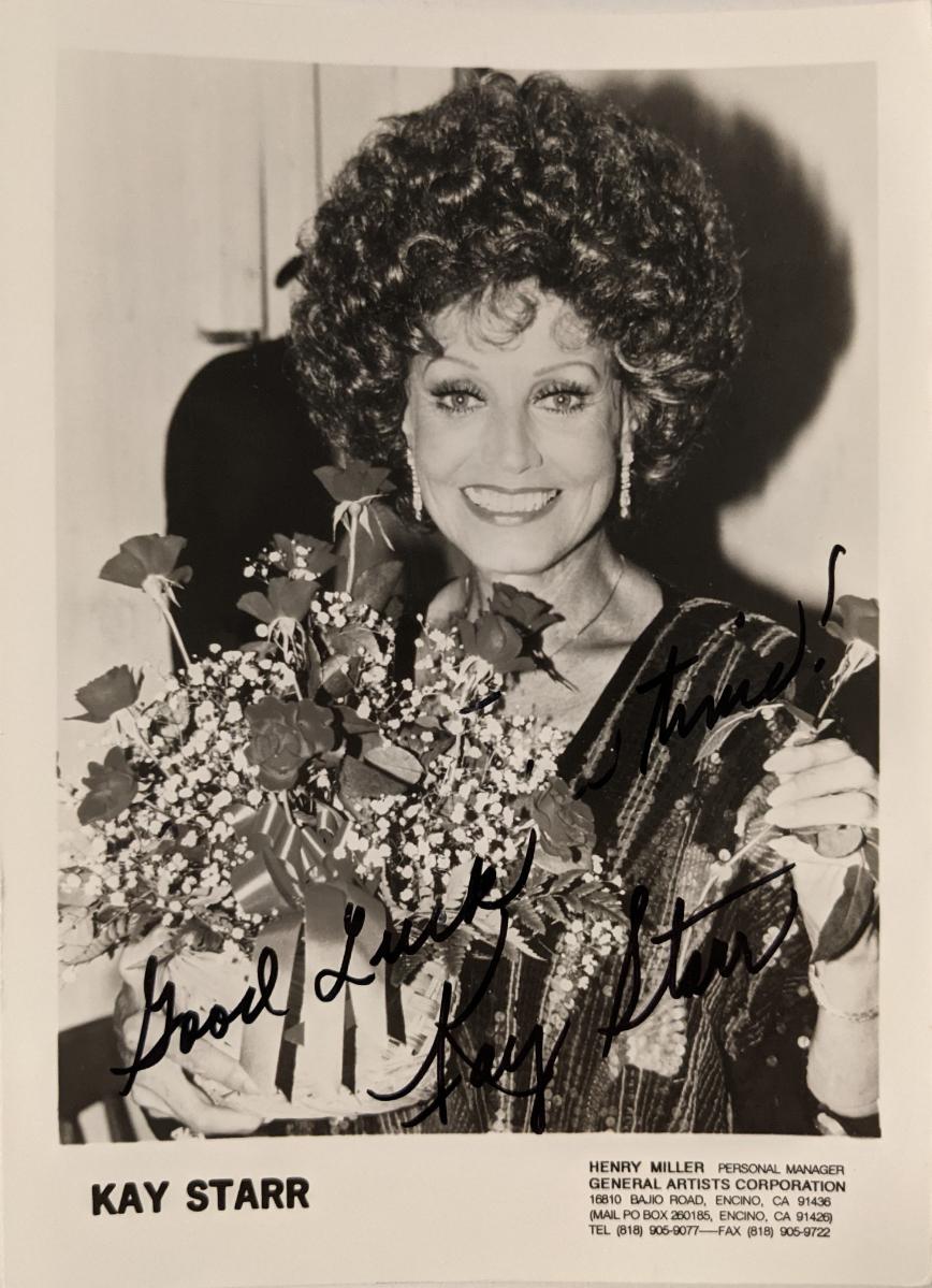 Pop Singer Kay Starr Signed Photo | EstateSales.org