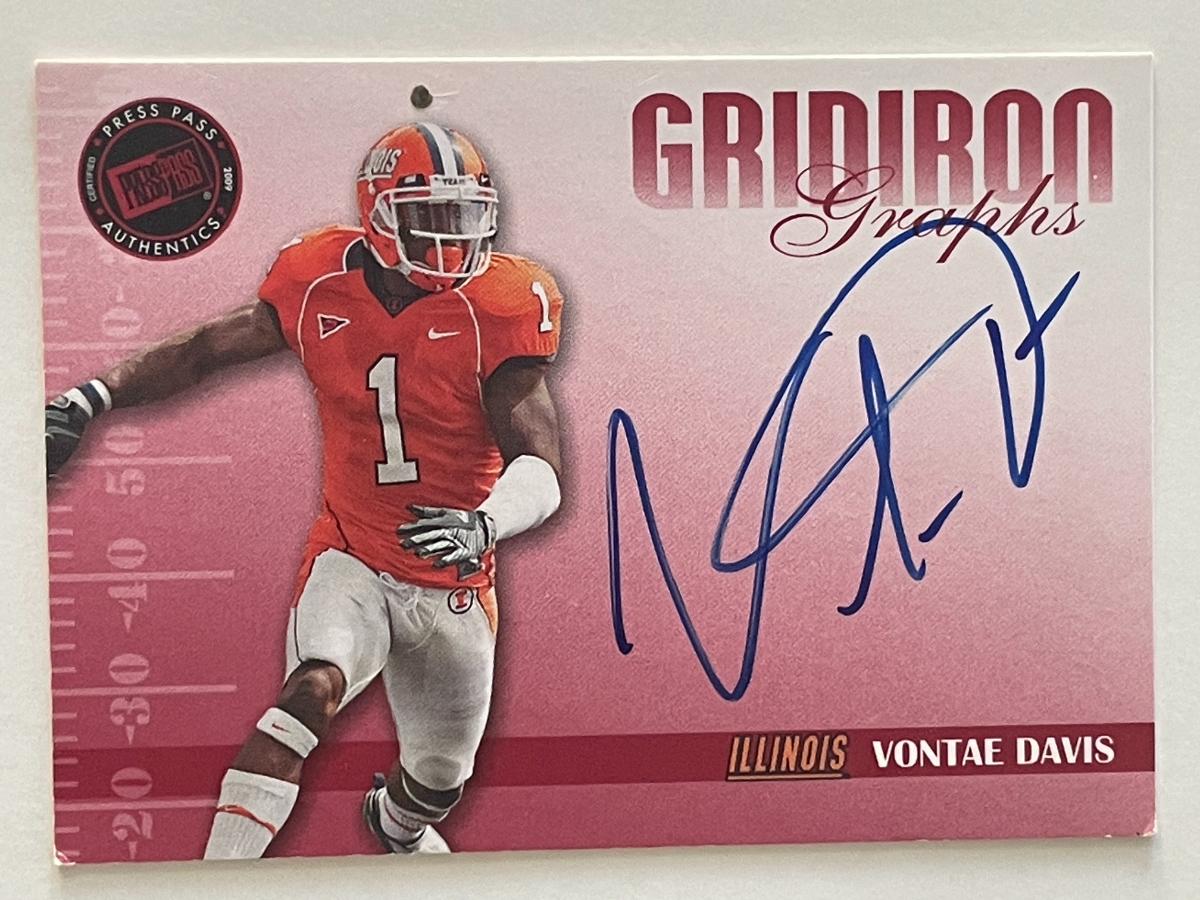 Illinois Vontae Davis signed autograph card | EstateSales.org