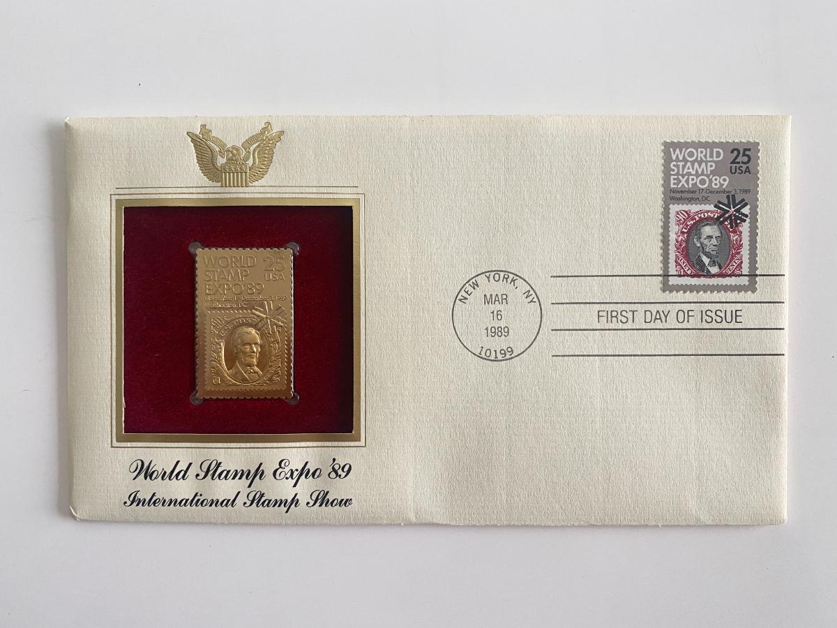 World Stamp Expo '89 International Stamp Show Gold Stamp Replica First ...