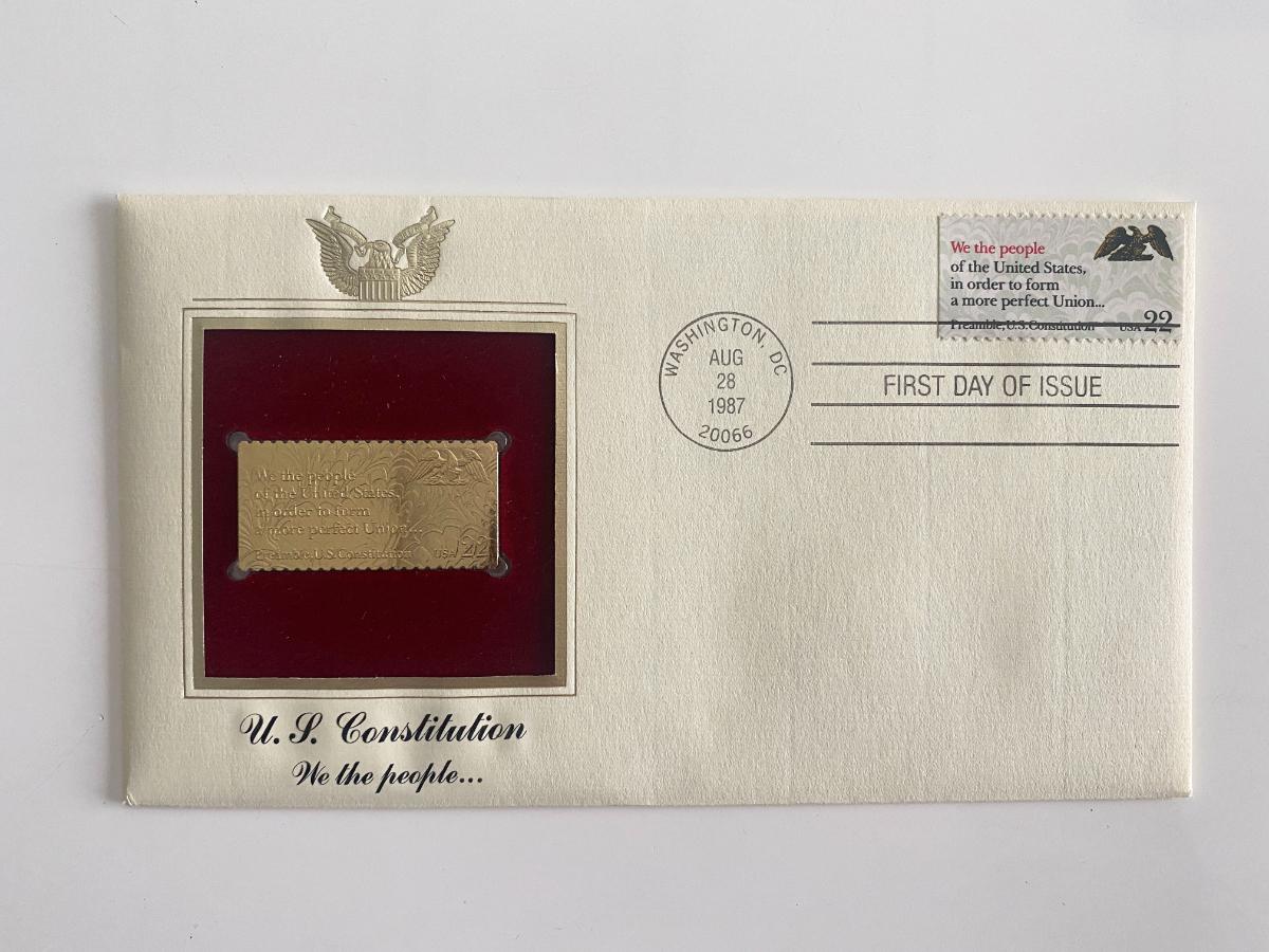 U.S. Constitution We the People Gold Stamp Replica First Day Cover ...