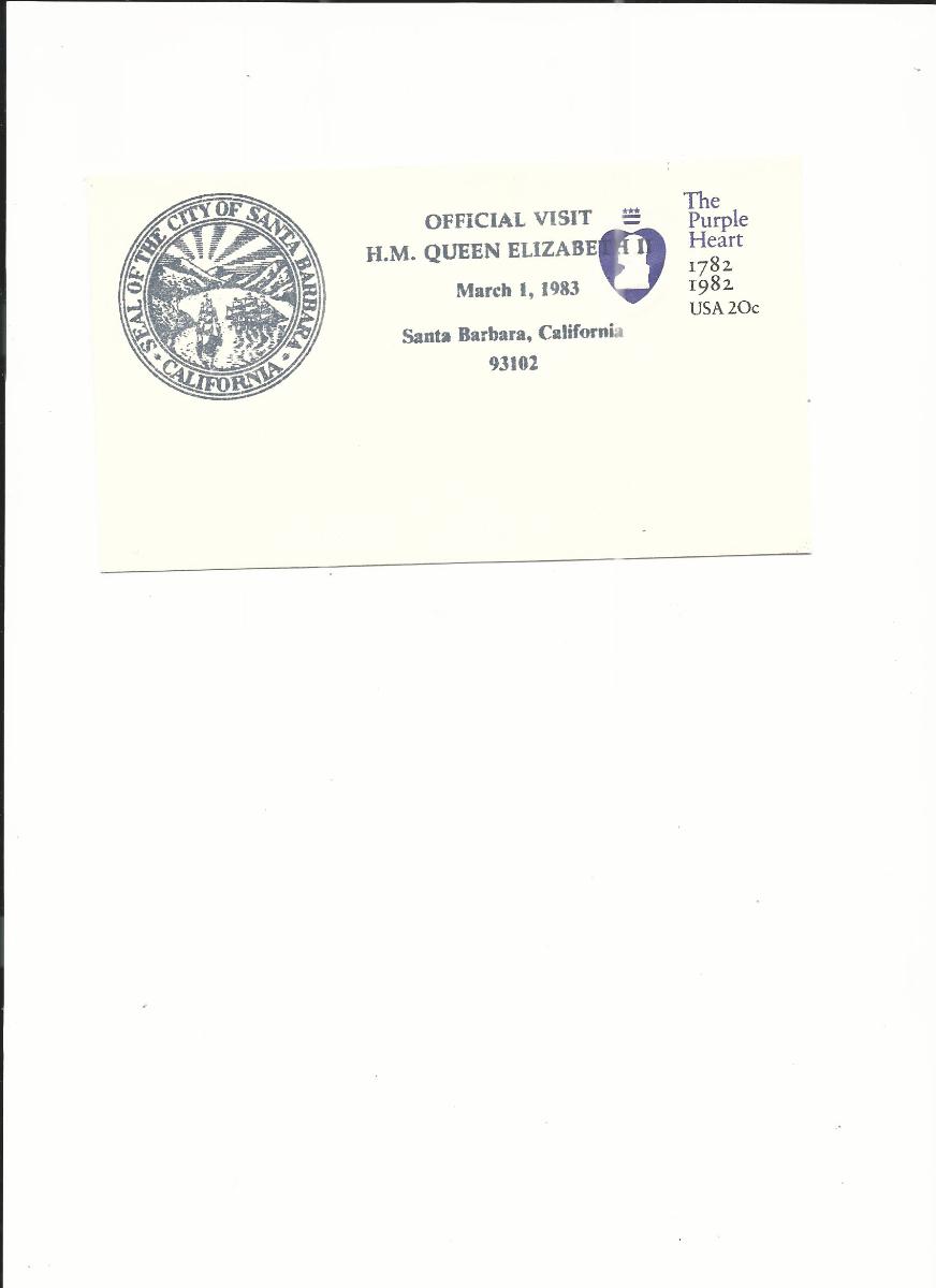 Queen Elizabeth II Official Visit - First Day Cover - Santa Barbara, CA ...