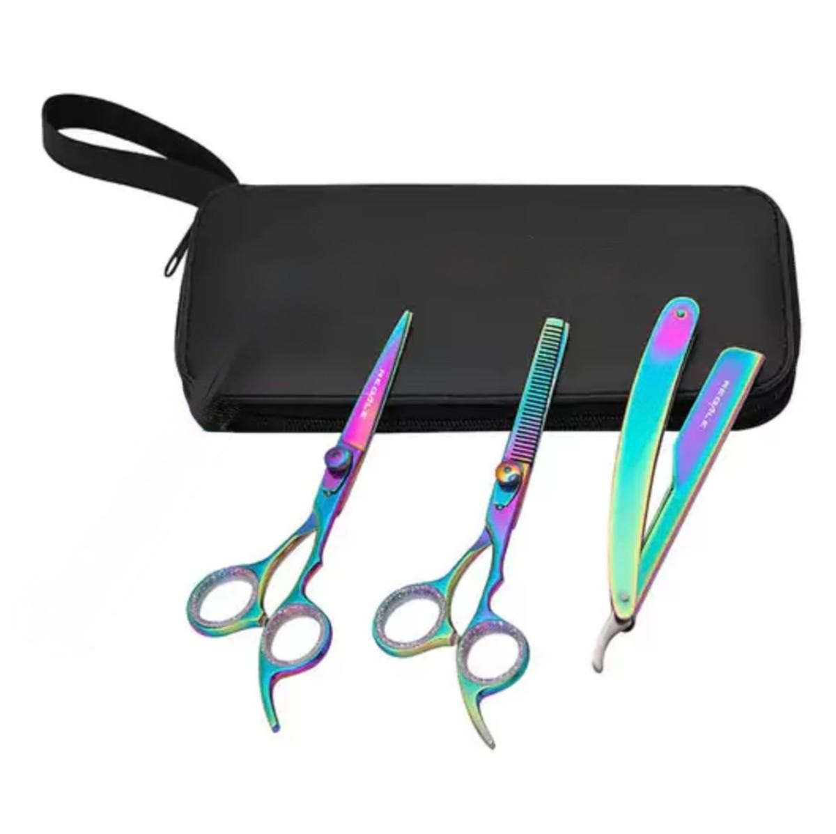 Professional Rainbow Finish Stainless Steel Haircutting Scissors ...