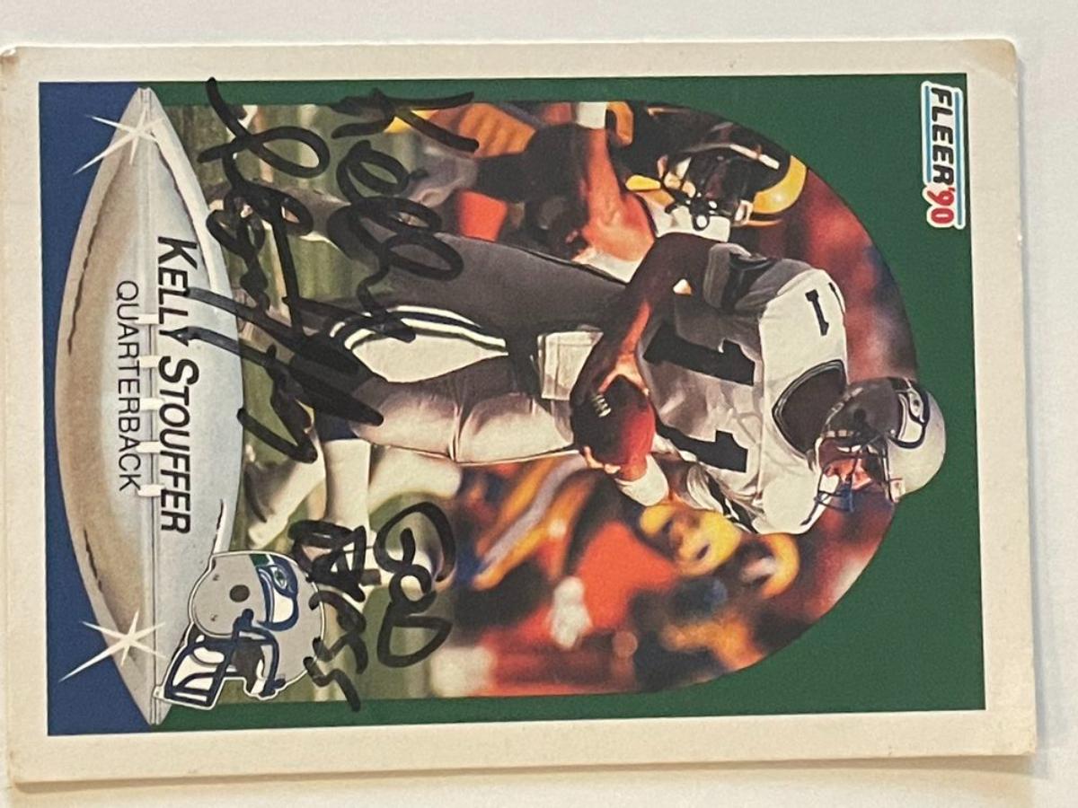 Seattle Seahawks Kelly Stouffer 1990 Fleer #273 signed trading card ...