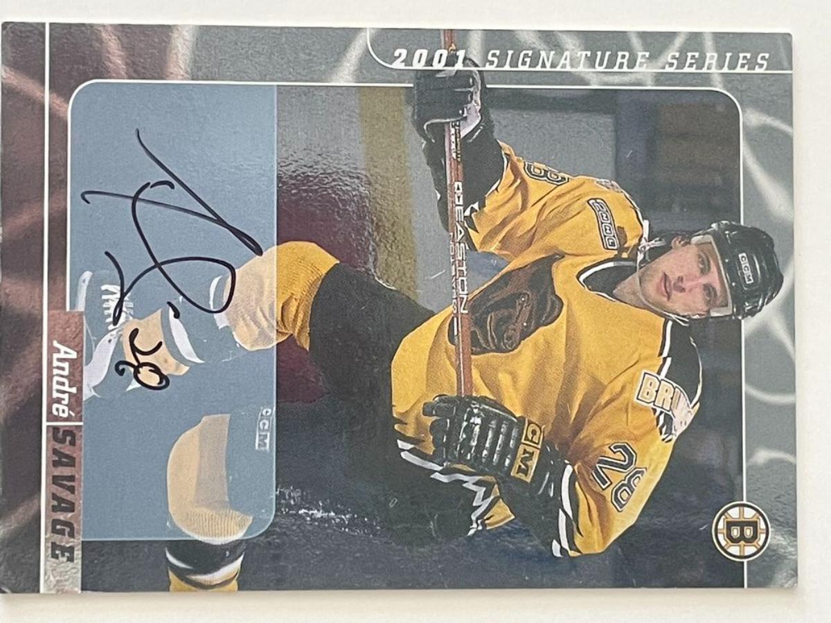 Boston Bruins Andre Savage 2000 In the Game #44 signed trading card ...