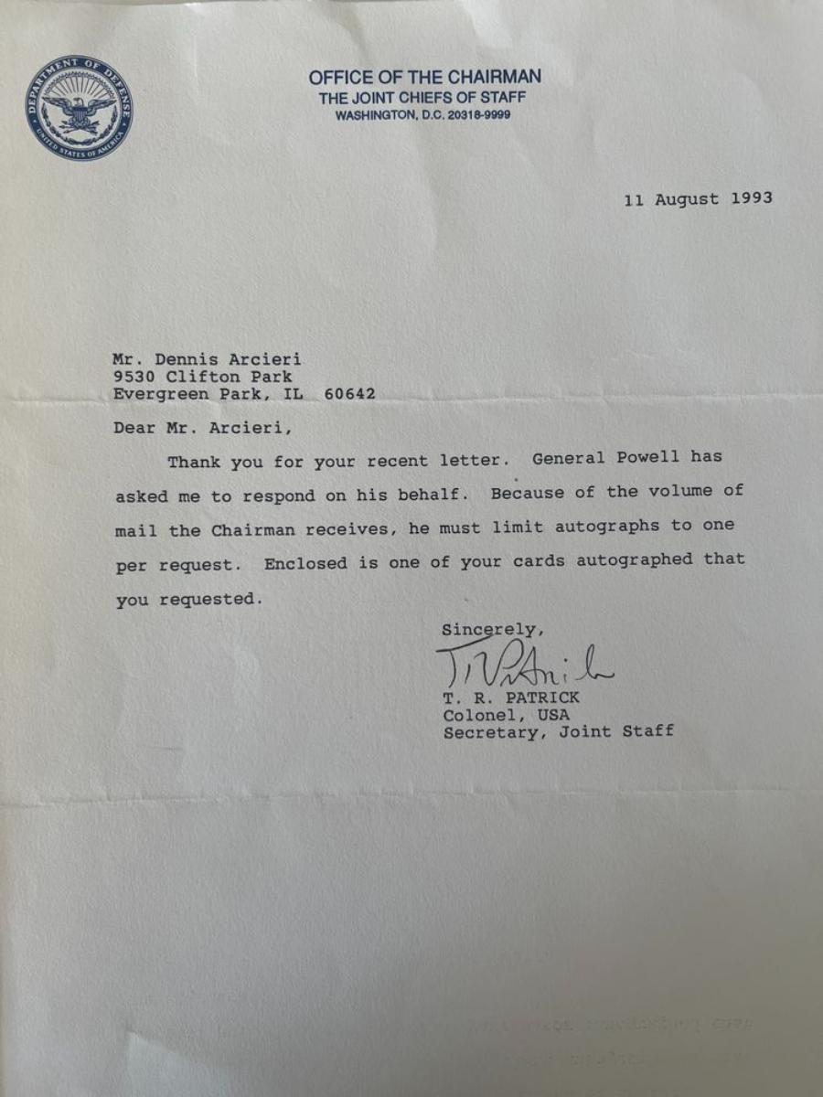 Colonel T.R Patrick signed typed letter | EstateSales.org