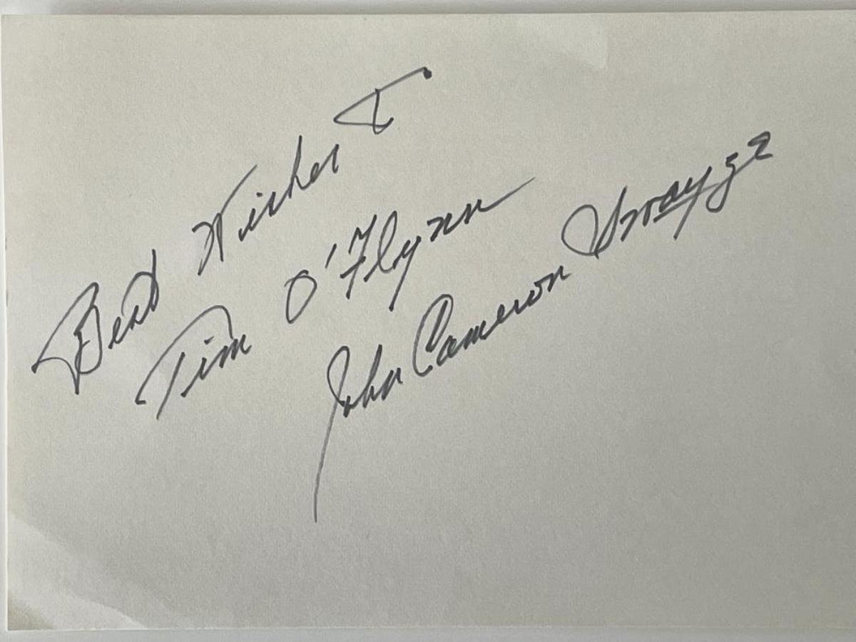Commentator John C. Swayze autograph note | EstateSales.org