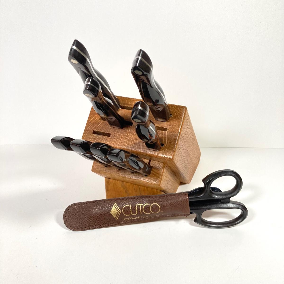 LOT 53: Cutco Cutlery Set with Wood Storage Block and Cutco Scissors ...