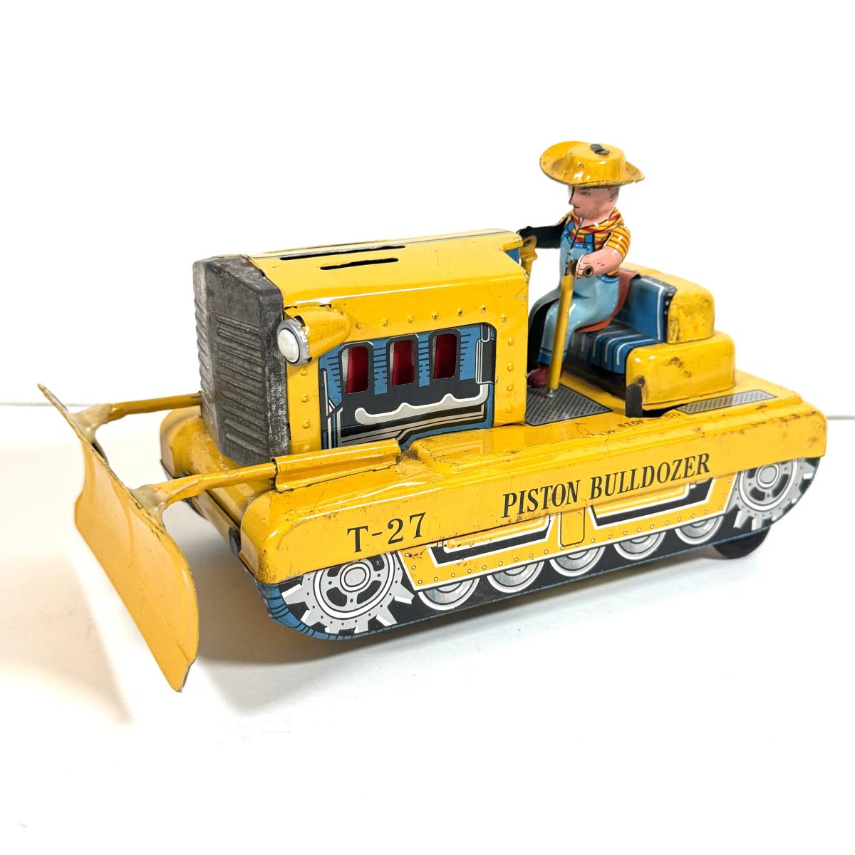 LOT 177F: Vintage Tin Toy T-27 Piston Bulldozer | EstateSales.org