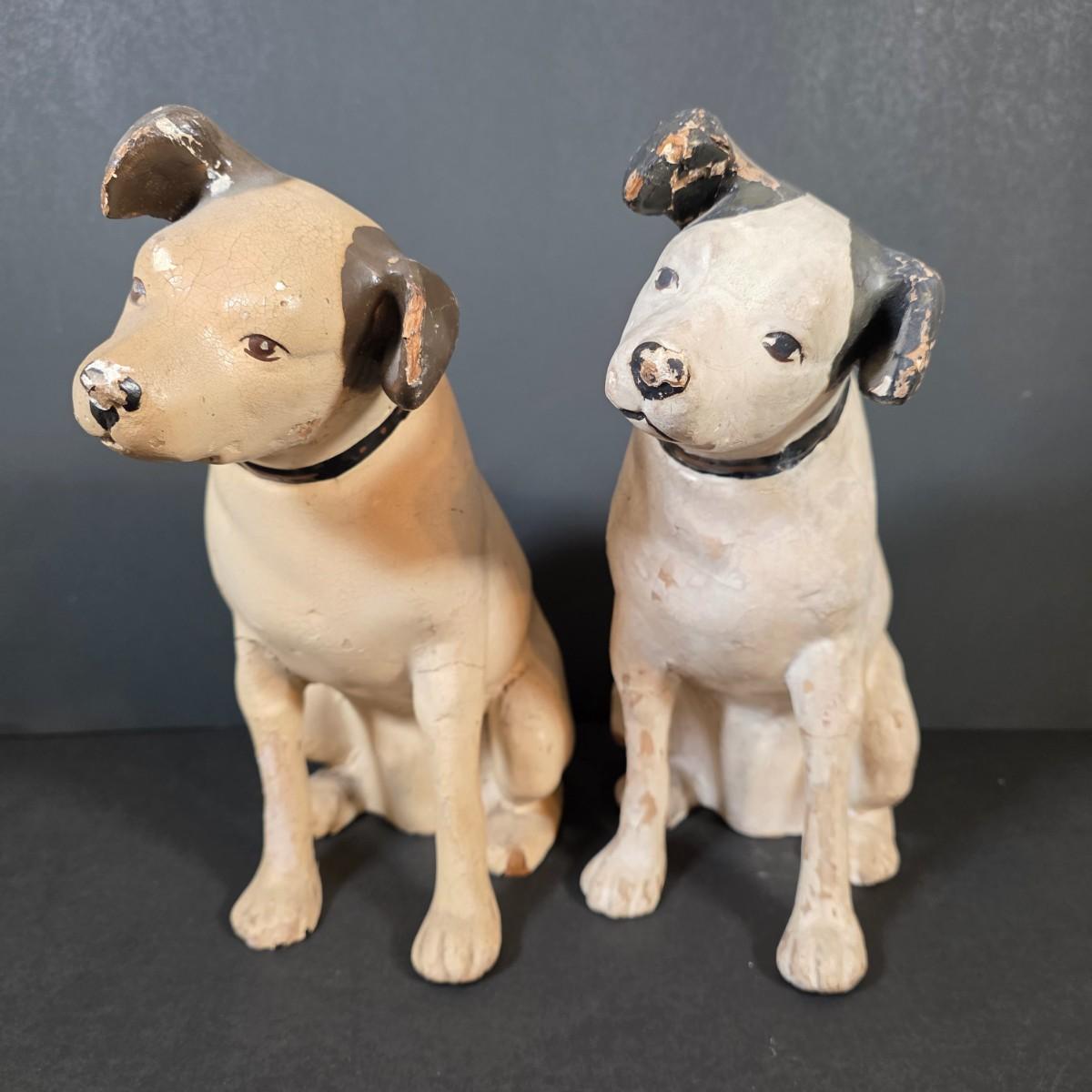 LOT 41K: Pair of Vintage RCA Nipper Paper Mache Figurines | EstateSales.org