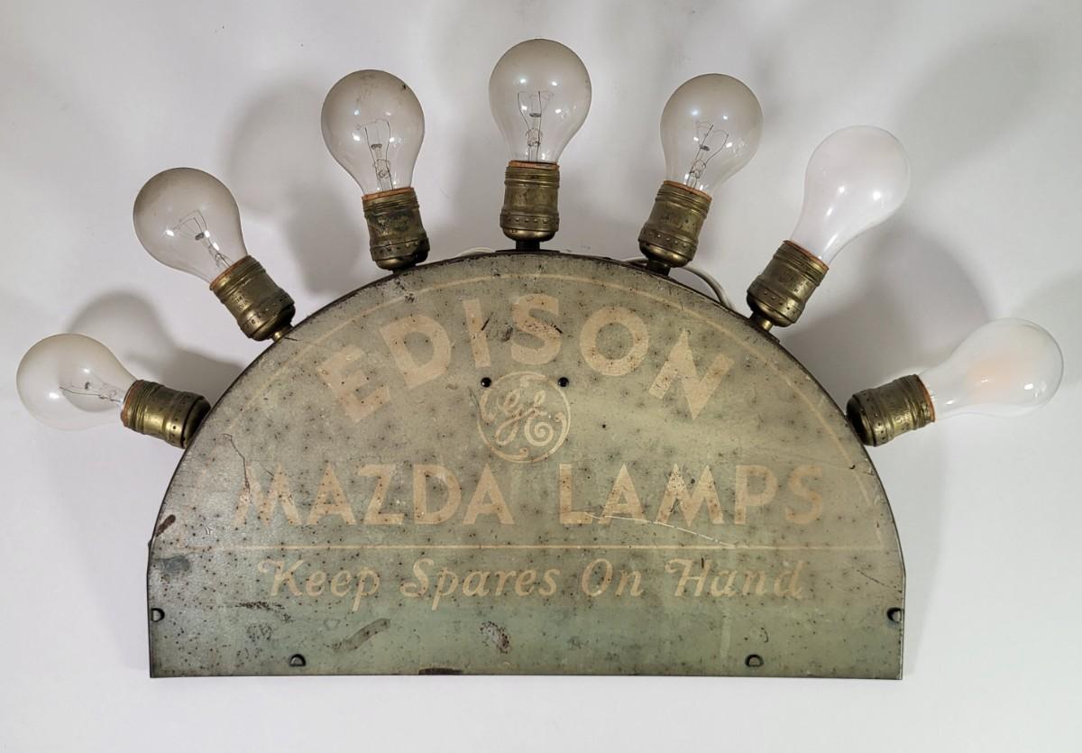 LOT 65K: Antique Seven Bulb GE Edison Mazda Lamp Store Sign ...