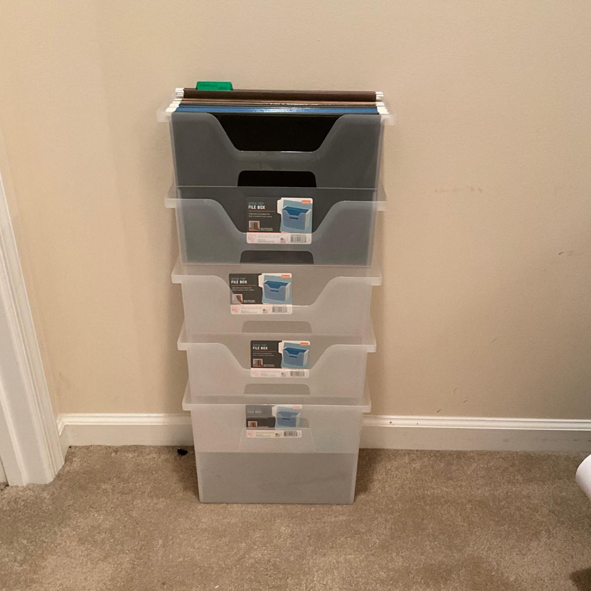 674 Five Open Top File Boxes With File Folders | EstateSales.org